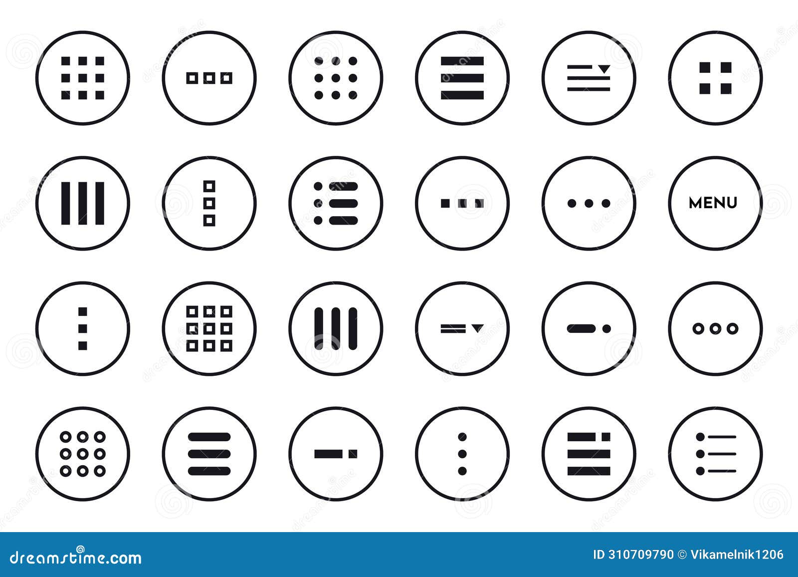 Menu Button Icon Set Symbol. Stock Illustration - Illustration of ...