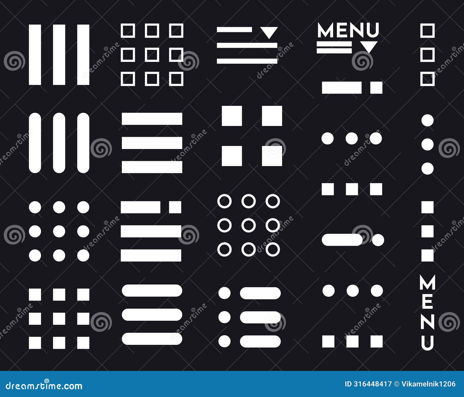 Menu Button Icon Set Symbol. Stock Vector - Illustration of navigation ...