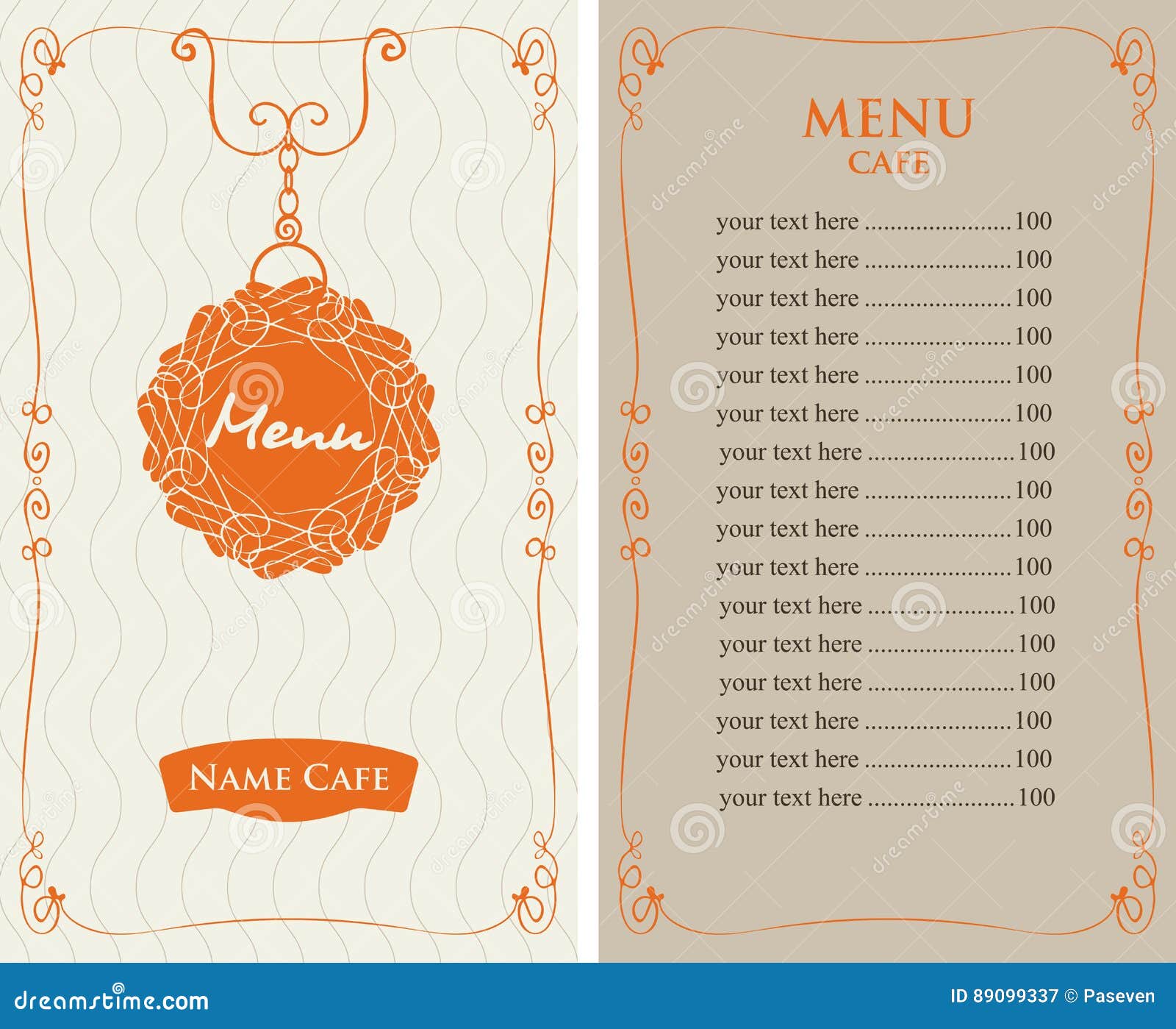 Menu for the Cafe with Price List Stock Vector - Illustration of ...