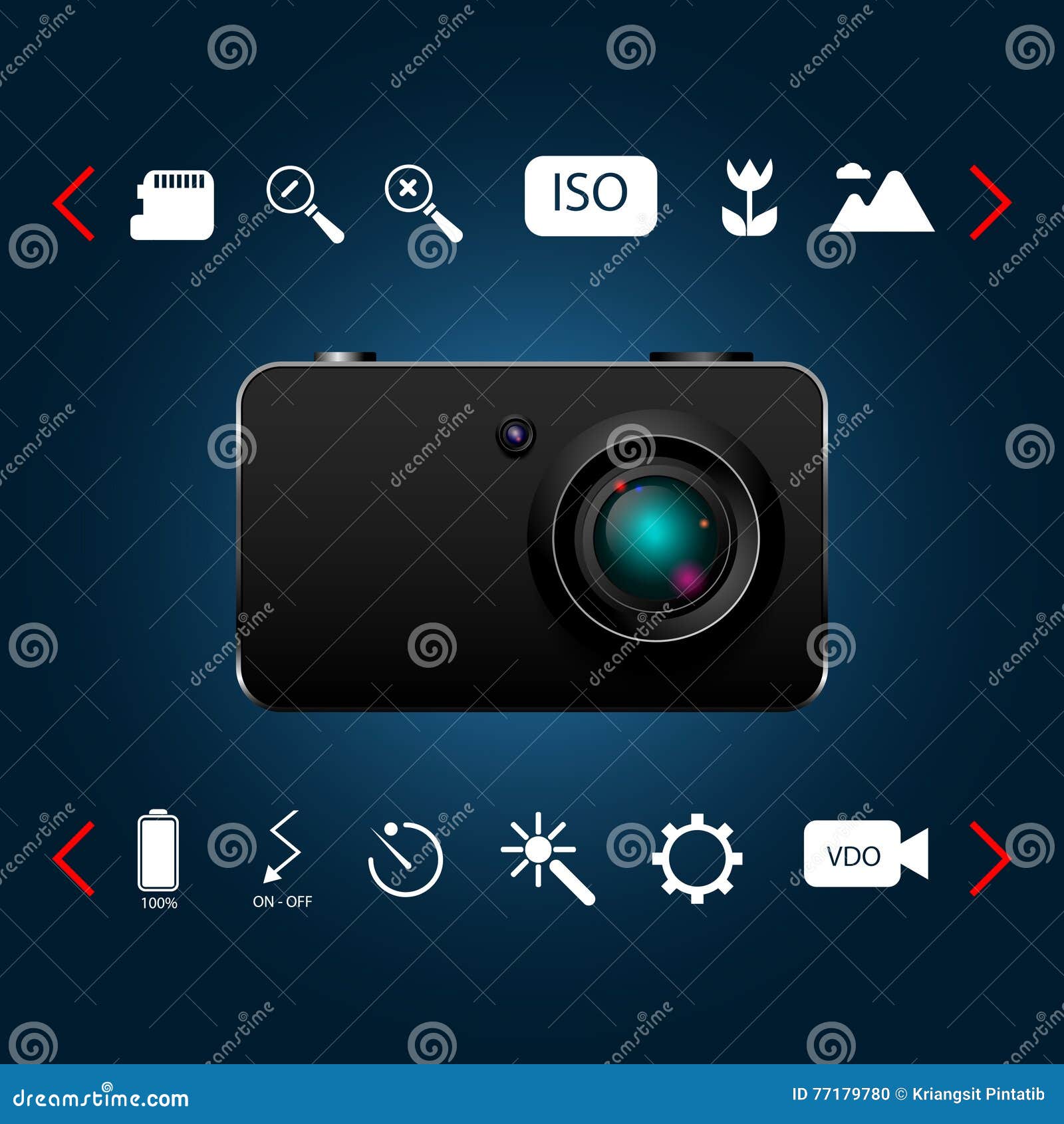 Menu for the camera stock vector. Illustration of icon - 77179780
