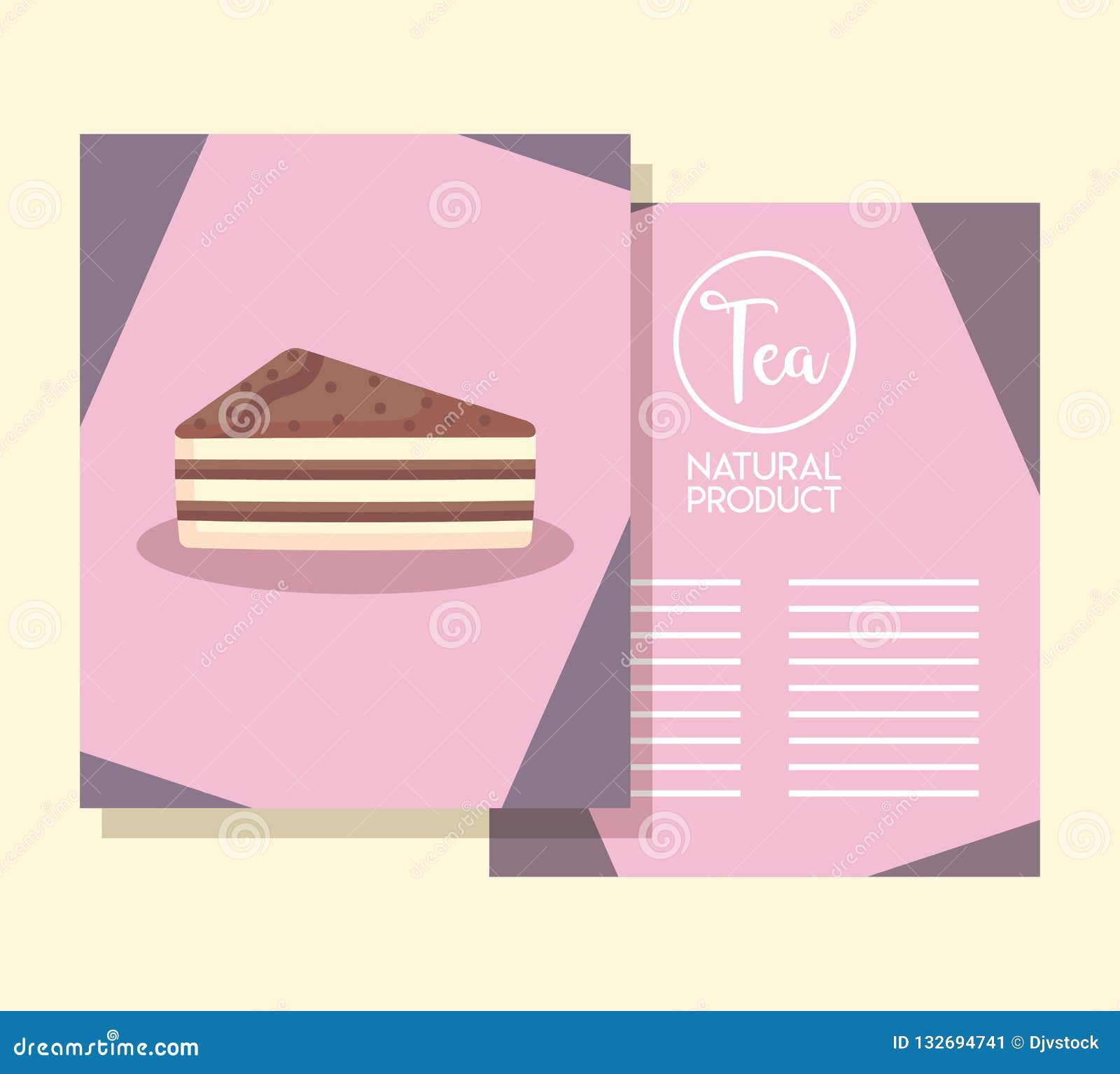 Menu card with slice cake stock vector. Illustration of muffin - 132694741