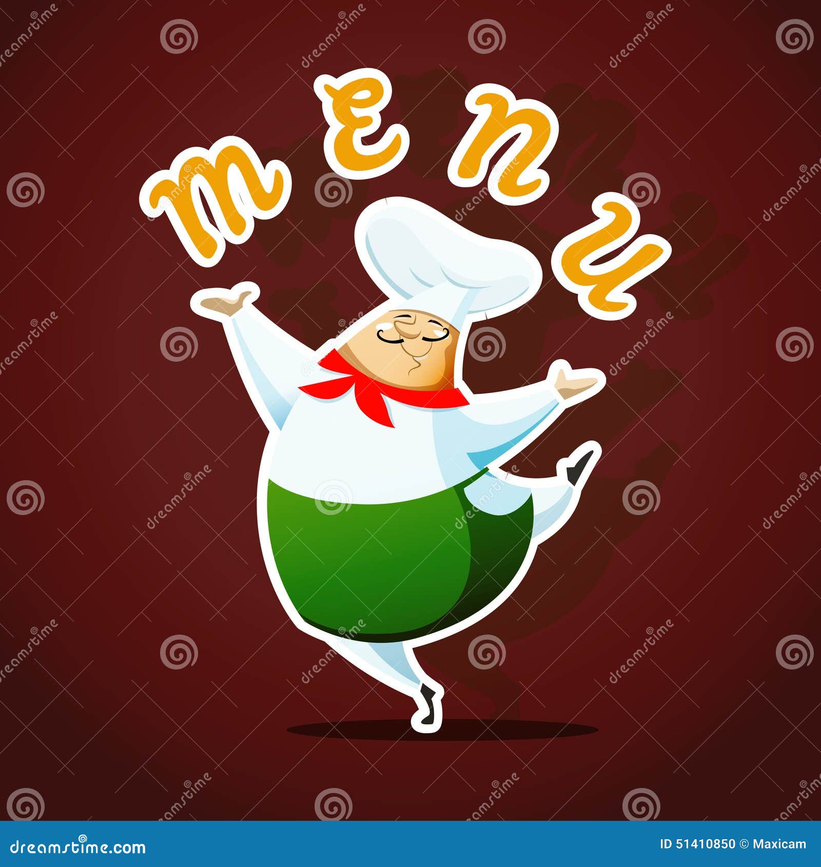 Menu Card Template with Dancing Chief Cook Stock Vector - Illustration ...
