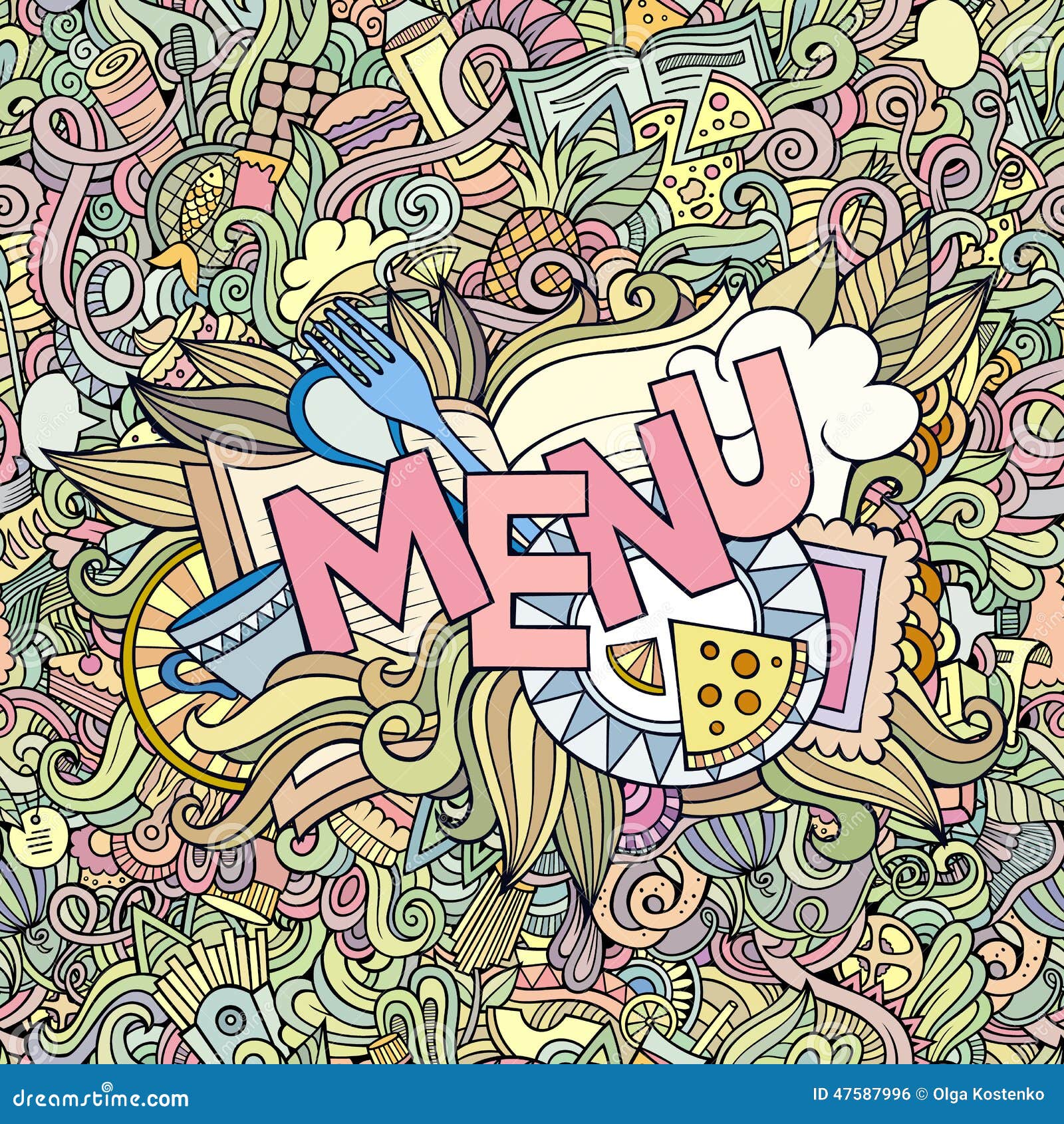 Menu Cartoon Hand Lettering and Doodles Elements Stock Vector ...