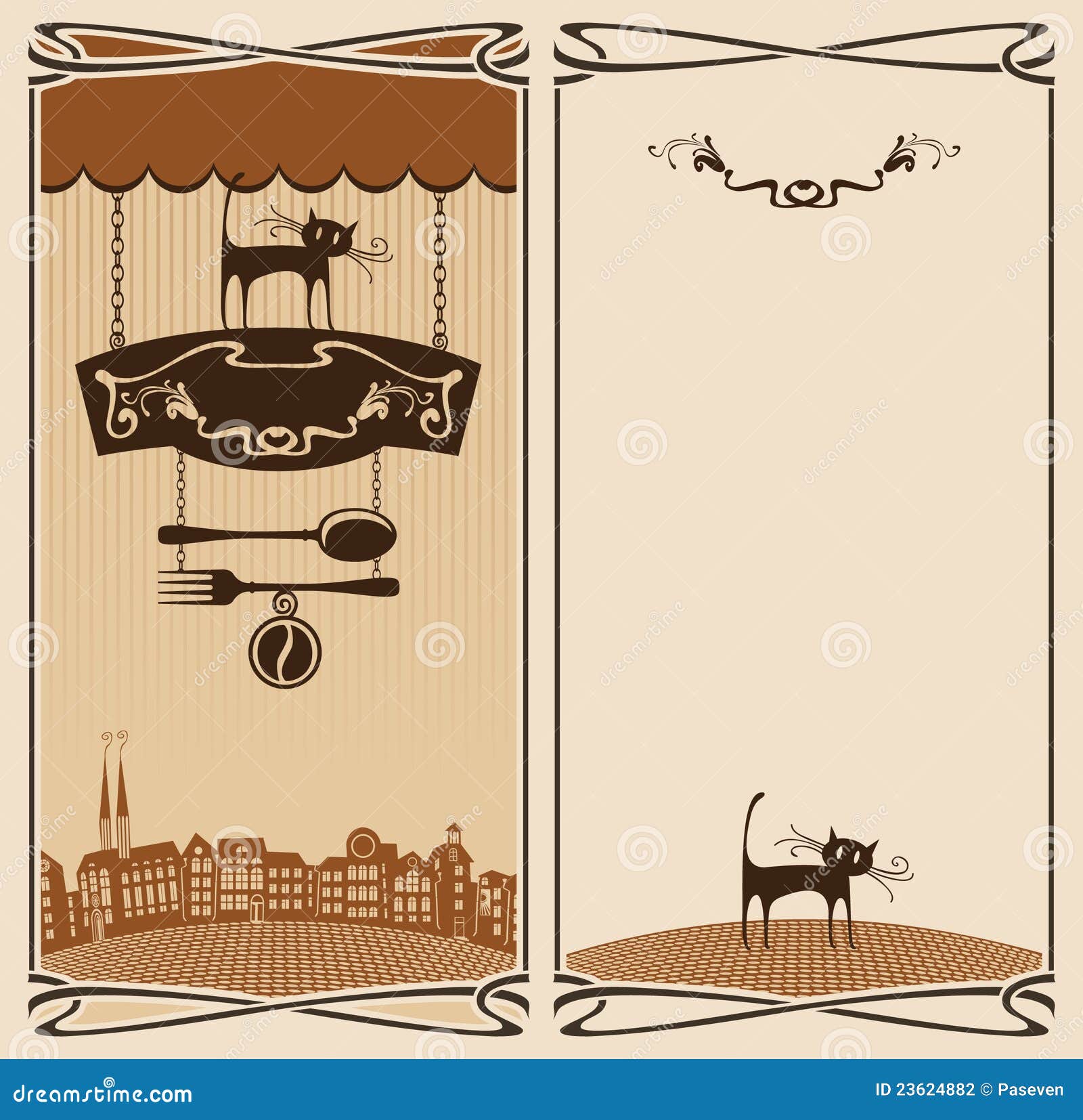 Menu with cat stock vector. Illustration of food, blank - 23624882