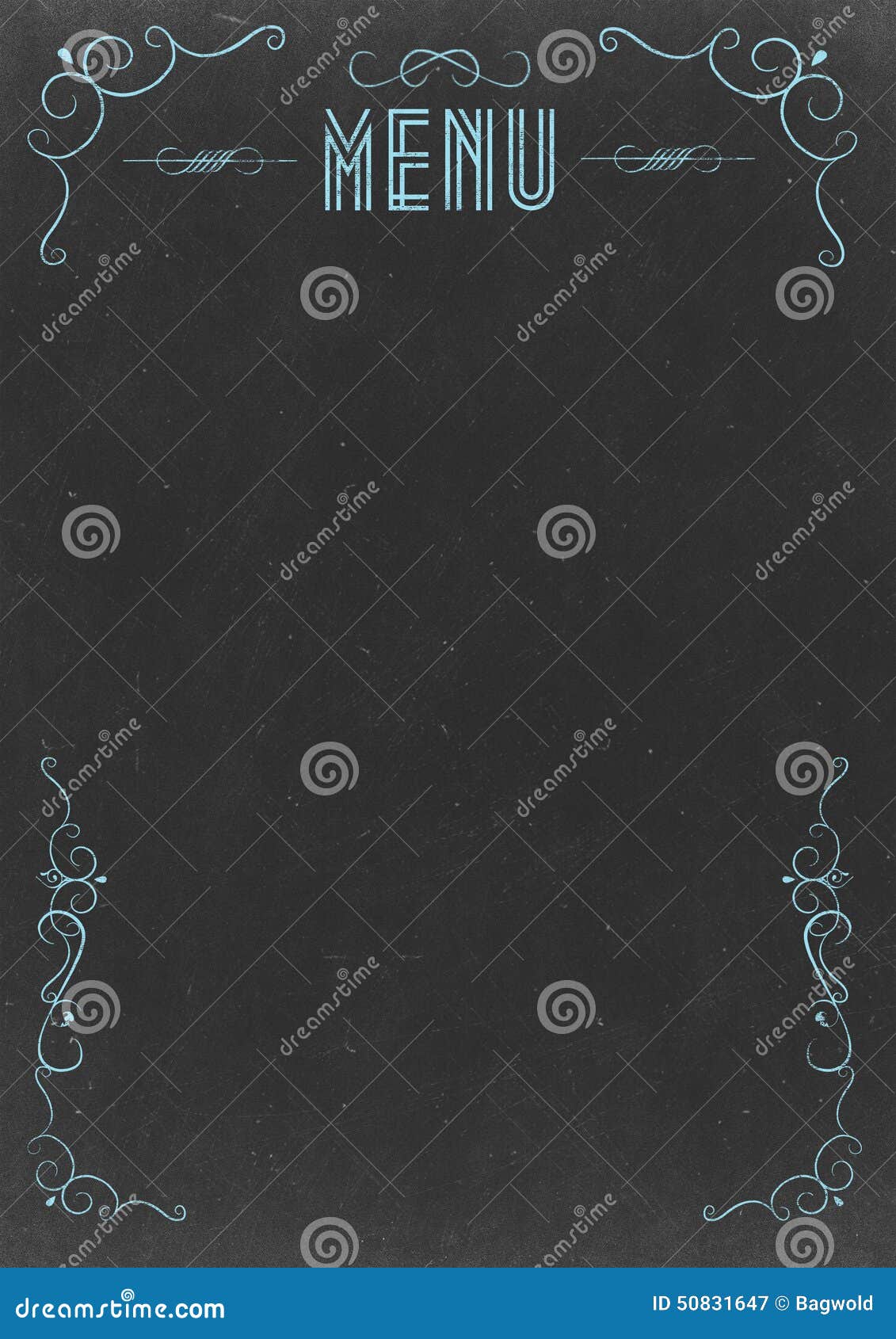 Menu stock image. Image of chalkboard, texture, scroll - 50831647