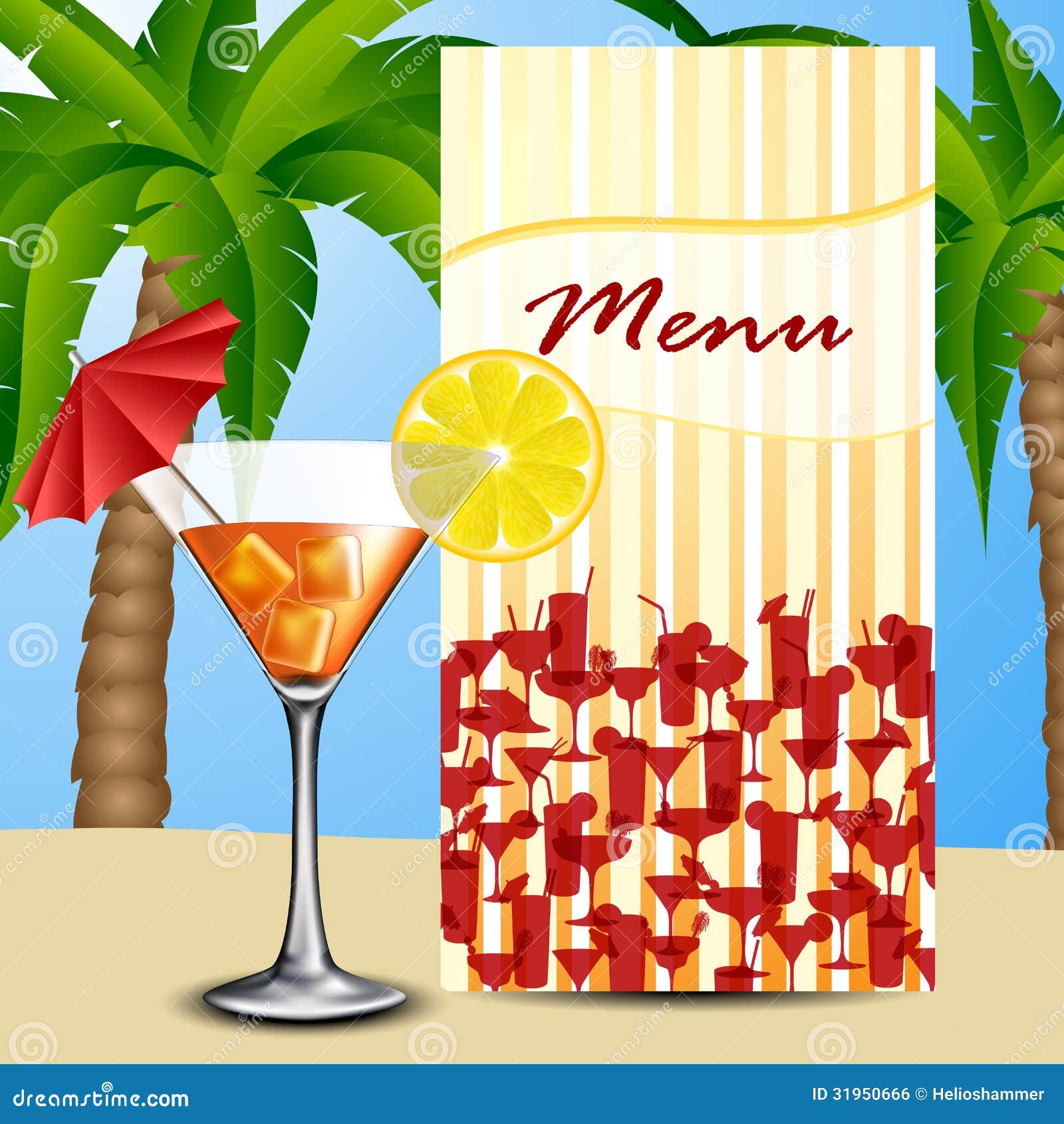 Menu with cocktail stock vector. Illustration of liquid - 31950666