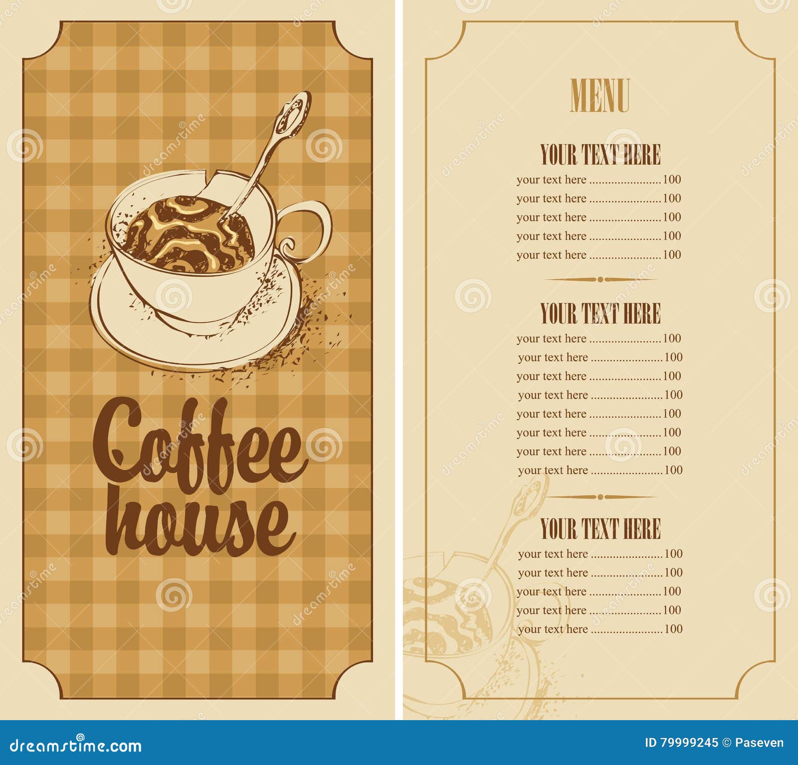 Menu for a coffee house stock vector. Illustration of label - 79999245