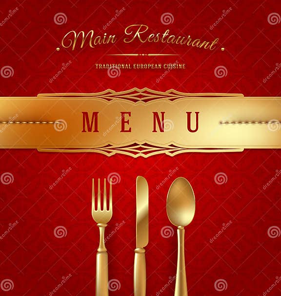 Menu Cover with Golden Cutlery Stock Vector - Illustration of noble ...