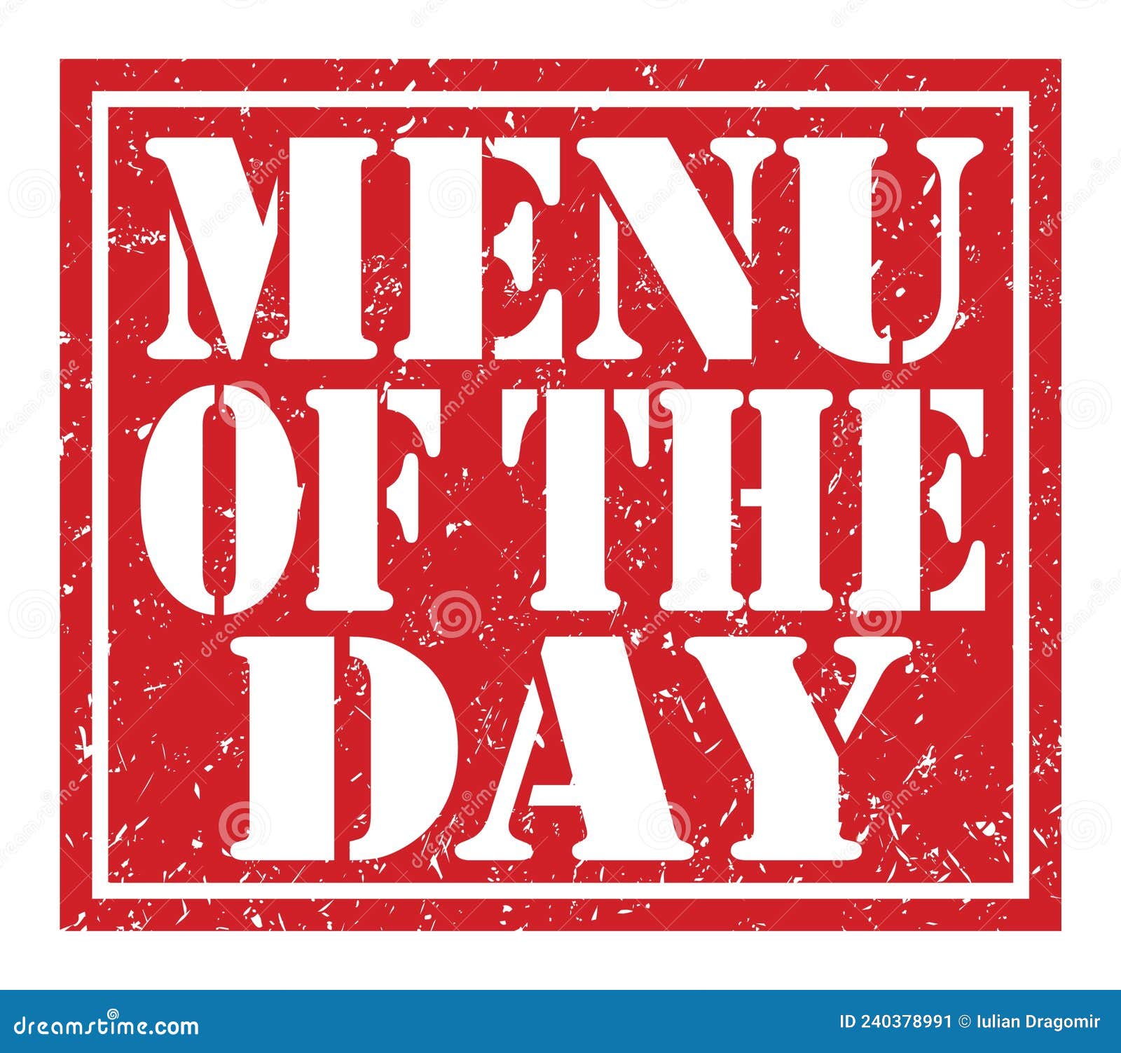 MENU of the DAY, Text Written on Red Stamp Sign Stock Illustration ...