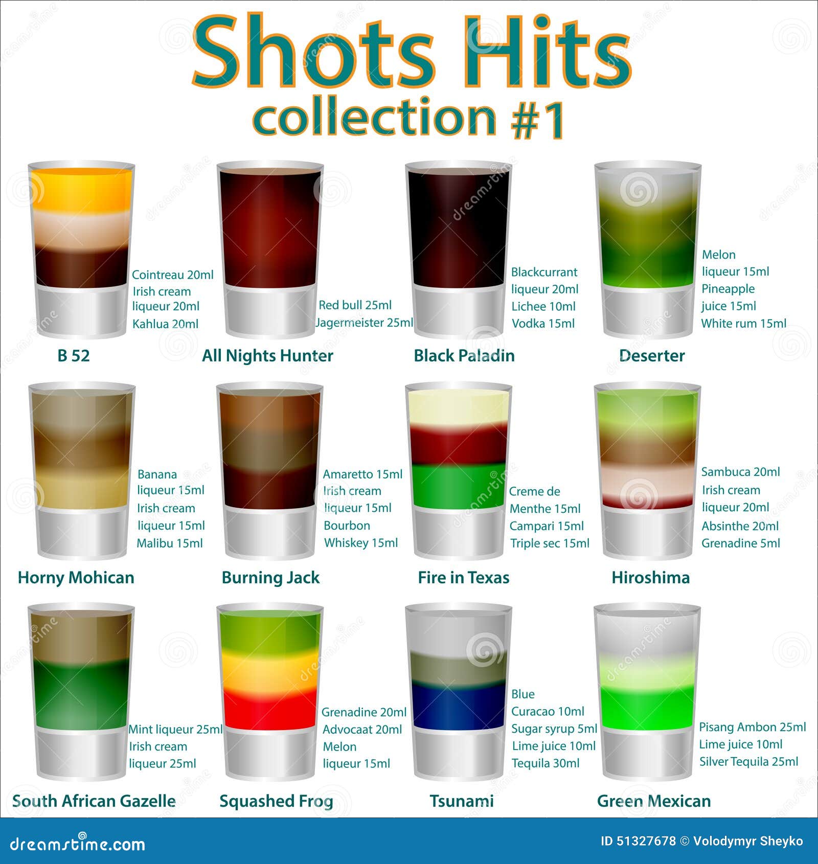 Menu De Cocktail La Collection De Douze Cocktails Illustration de ...