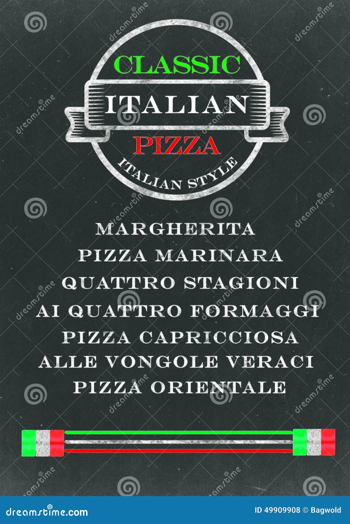 Menu de tableau de pizza illustration stock. Illustration du basilic ...