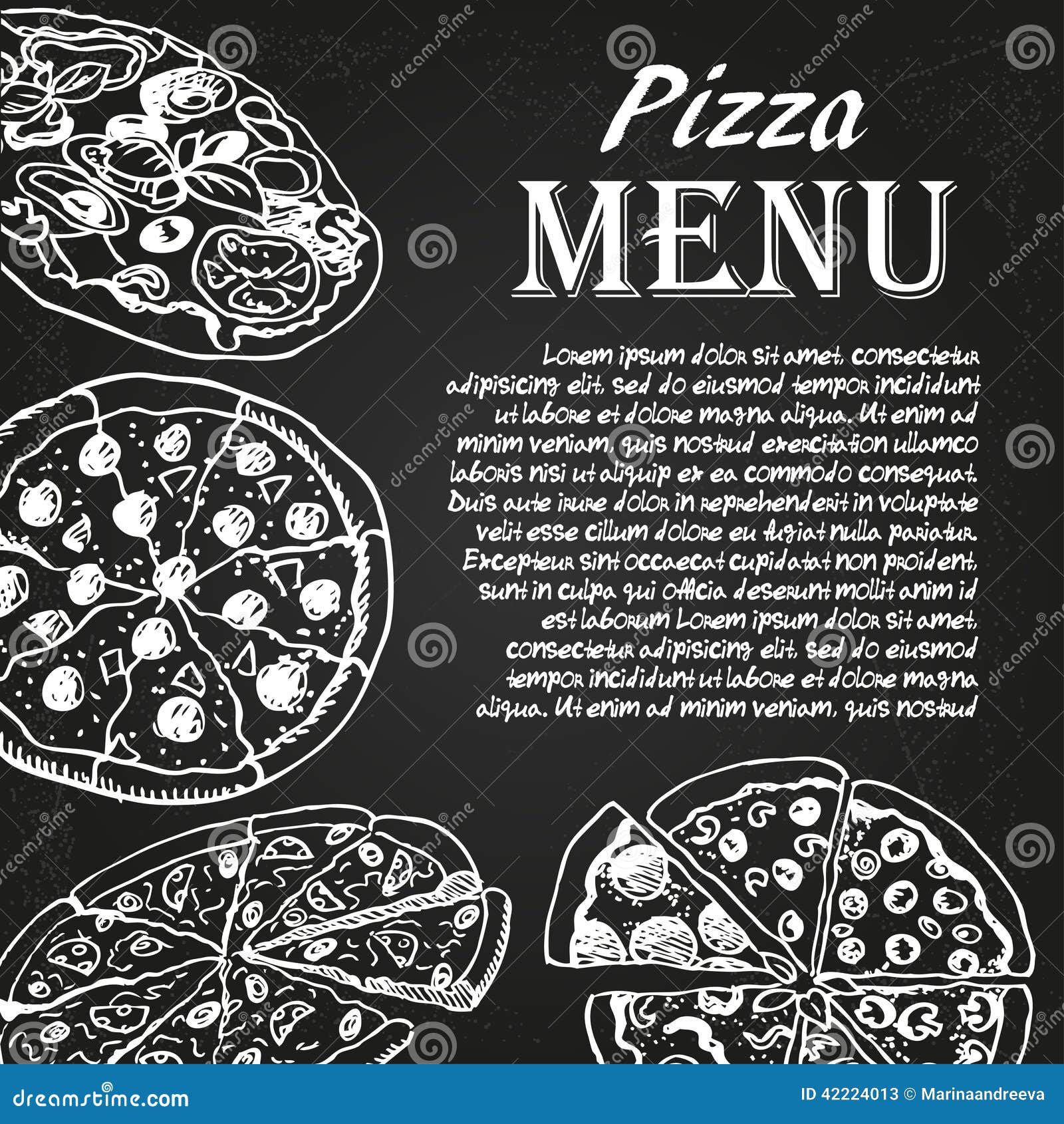 Menu 1 della pizza illustrazione vettoriale. Illustrazione di bandiera ...