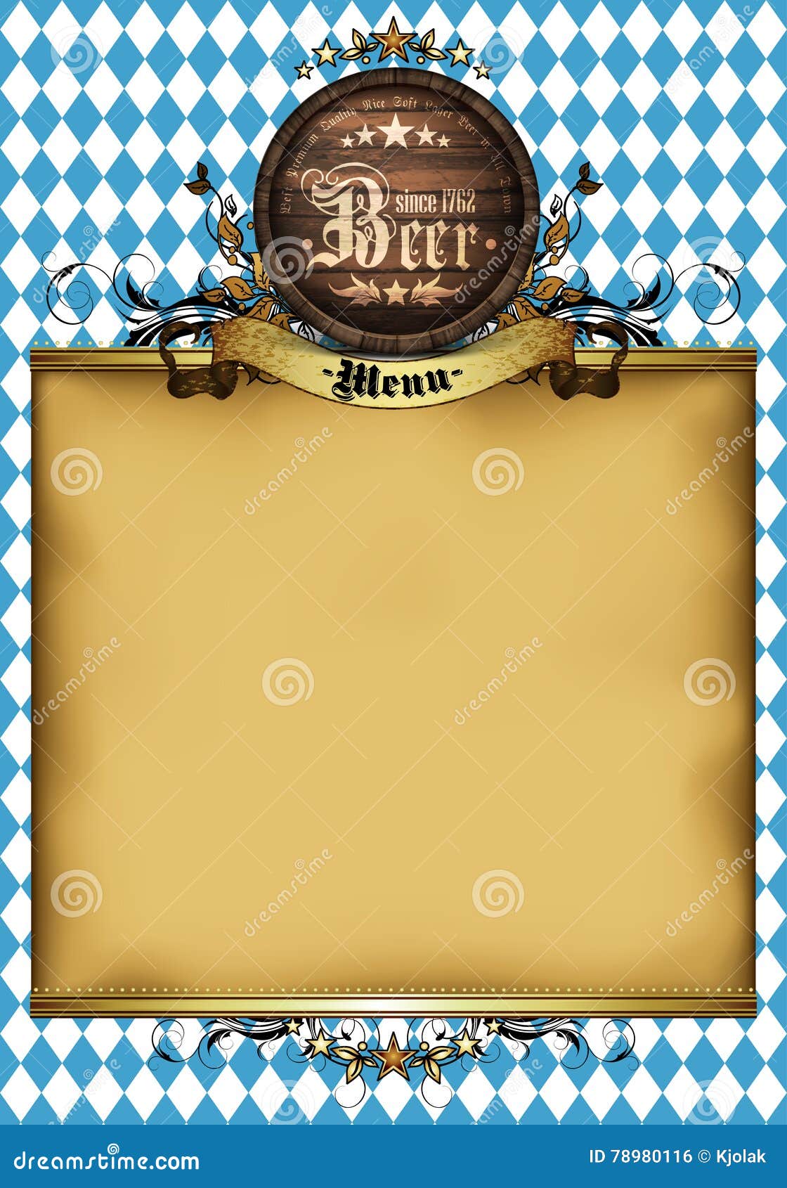 Menu design with beer stock vector. Illustration of lager - 78980116