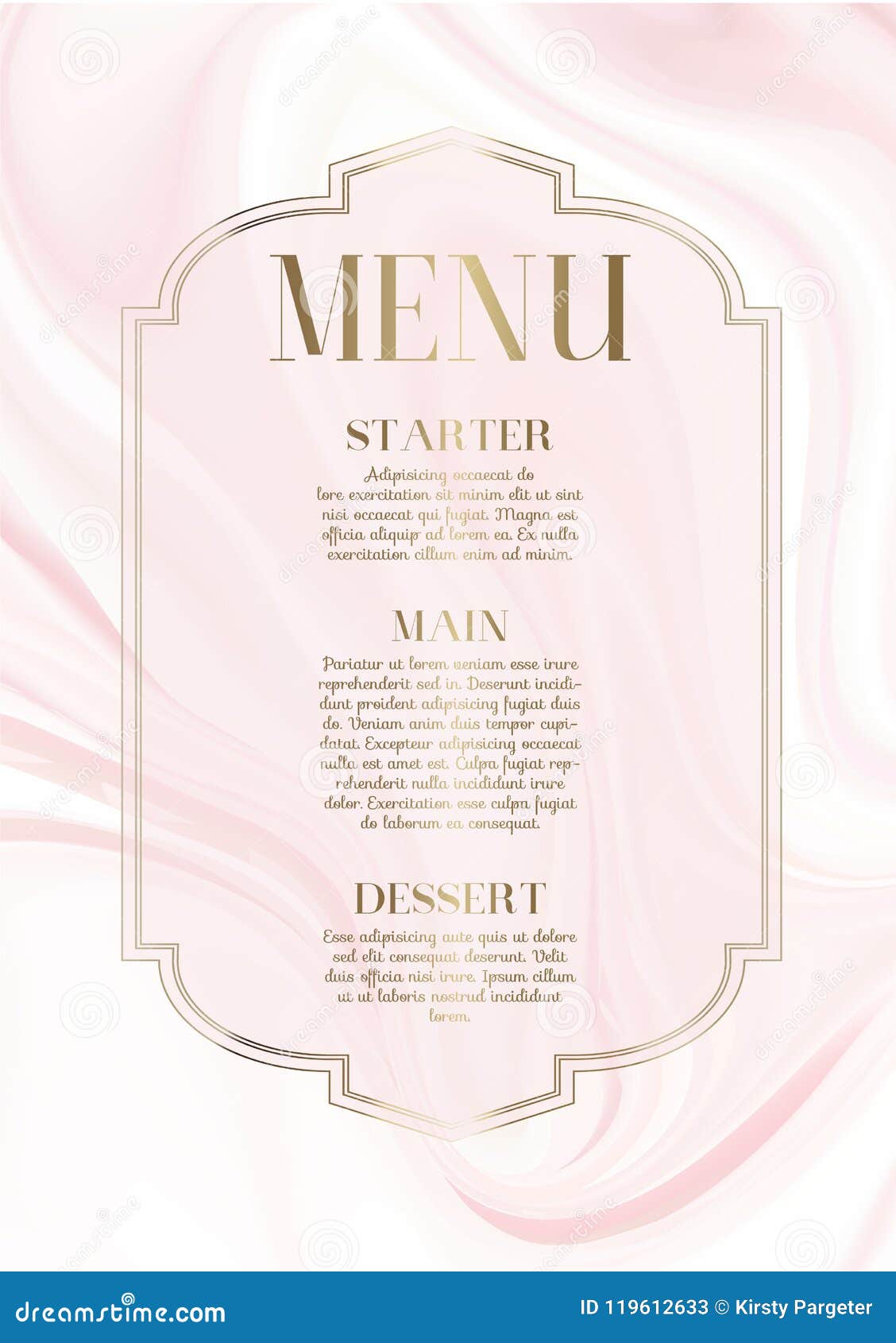 Menu Design with Elegant Pink Marble Design Stock Vector - Illustration ...