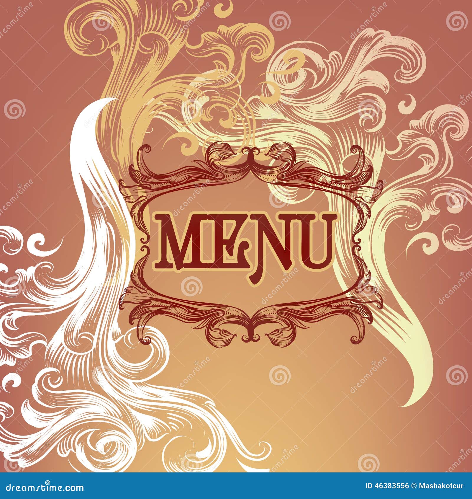 Menu Design with Floral Elements Stock Vector - Illustration of festive ...