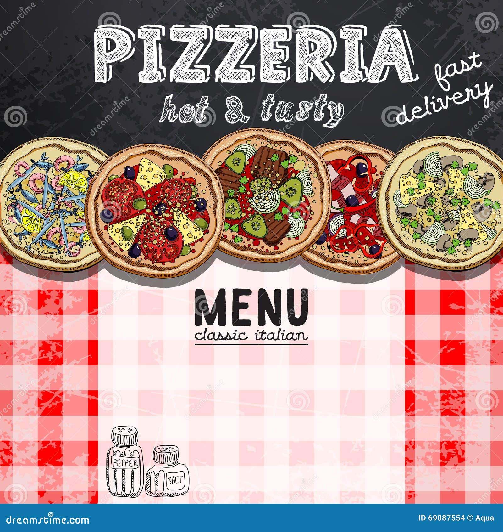 Menu Design in the Pizzeria Stock Vector - Illustration of mushrooms ...