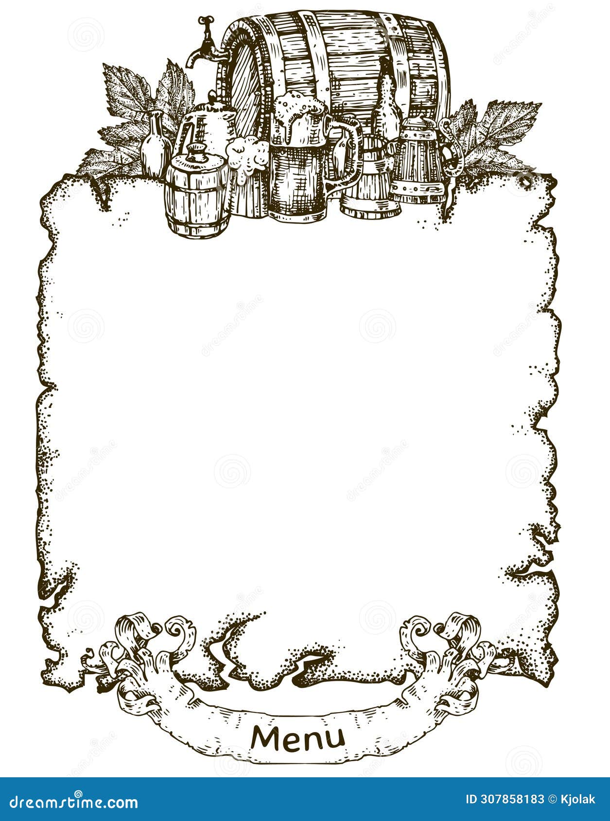 Menu Design for a Pub or Wine Bar. Freehand Drawing Stock Illustration ...