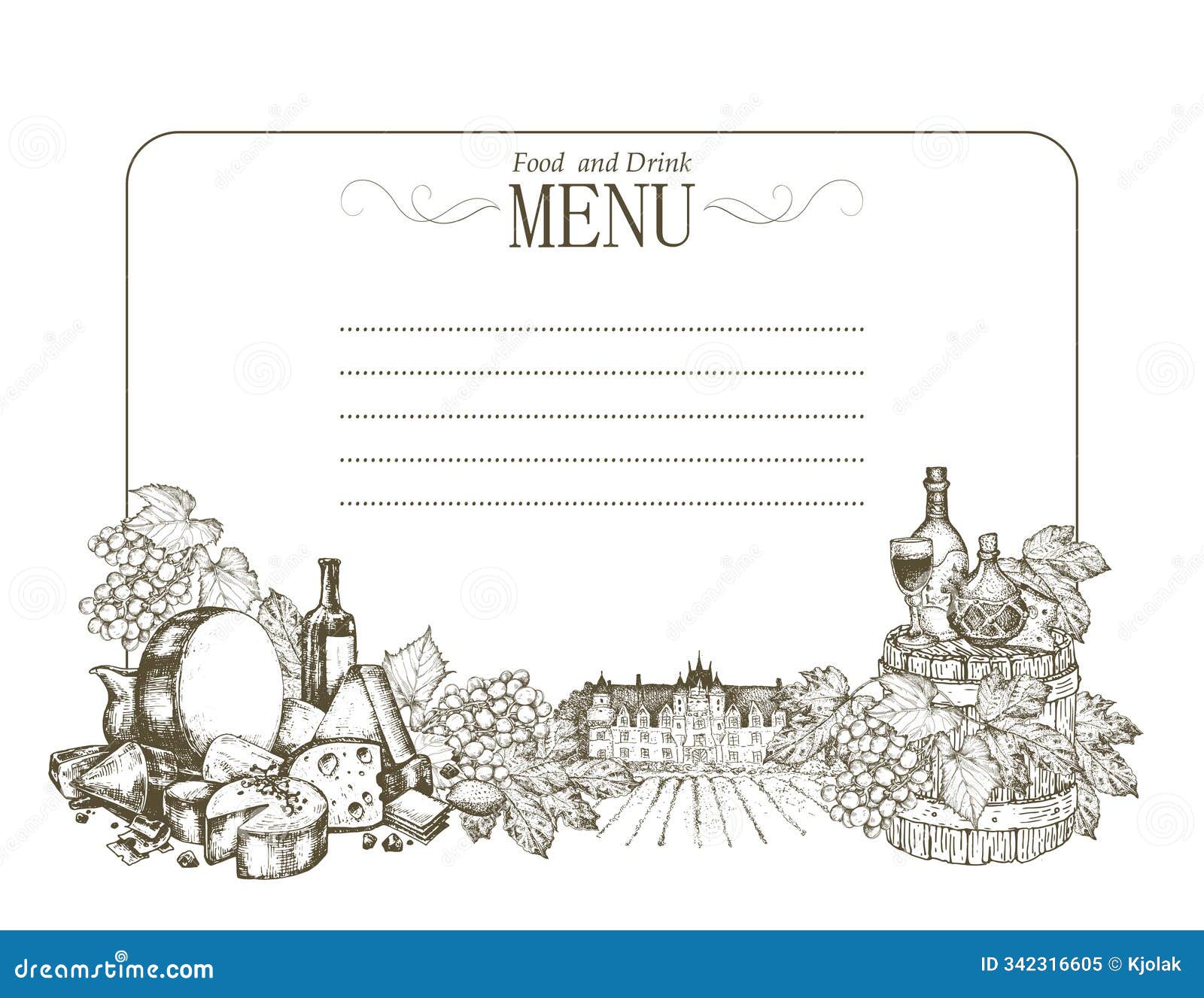 Menu Design for Restaurant or Wine Bar. Freehand Drawing Stock ...