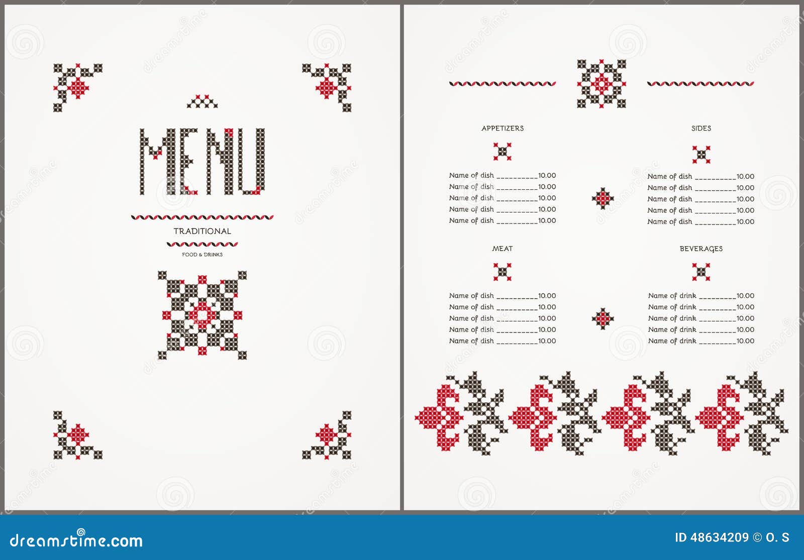 Menu Design- Traditional Embroidered Elements Stock Vector ...