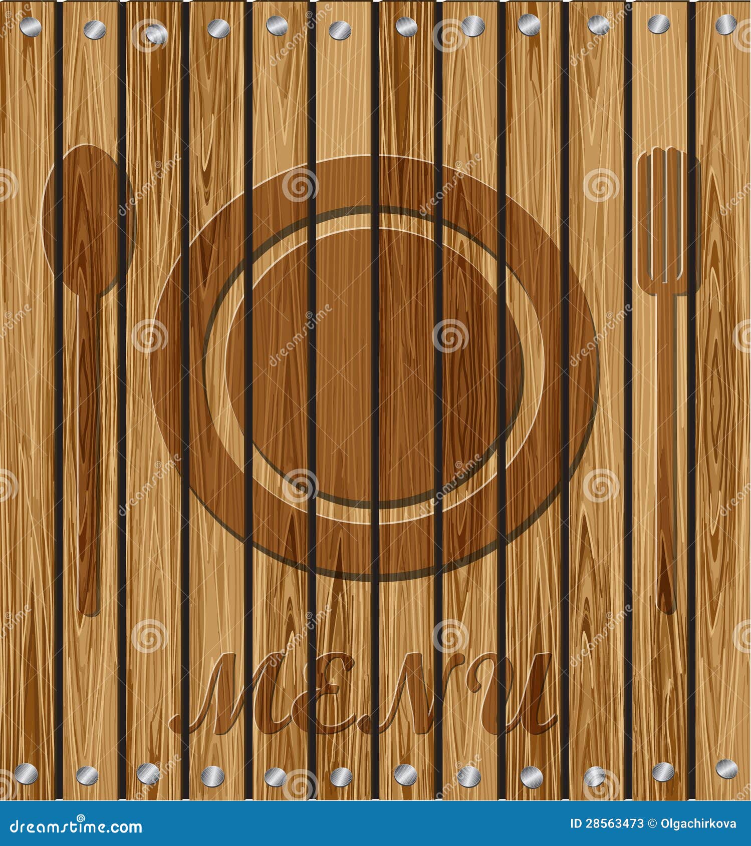 Menu Do Restaurante Em Um Fundo De Madeira Ilustração do Vetor ...