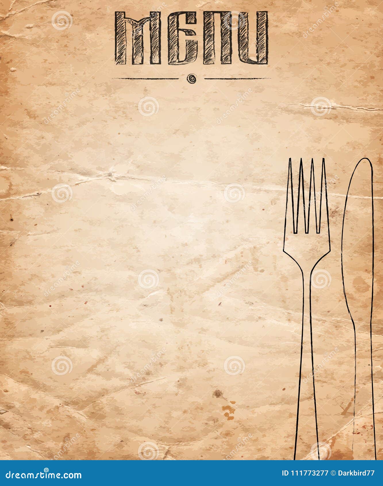 Menu Do Restaurante No Fundo De Papel Velho Ilustração Stock ...