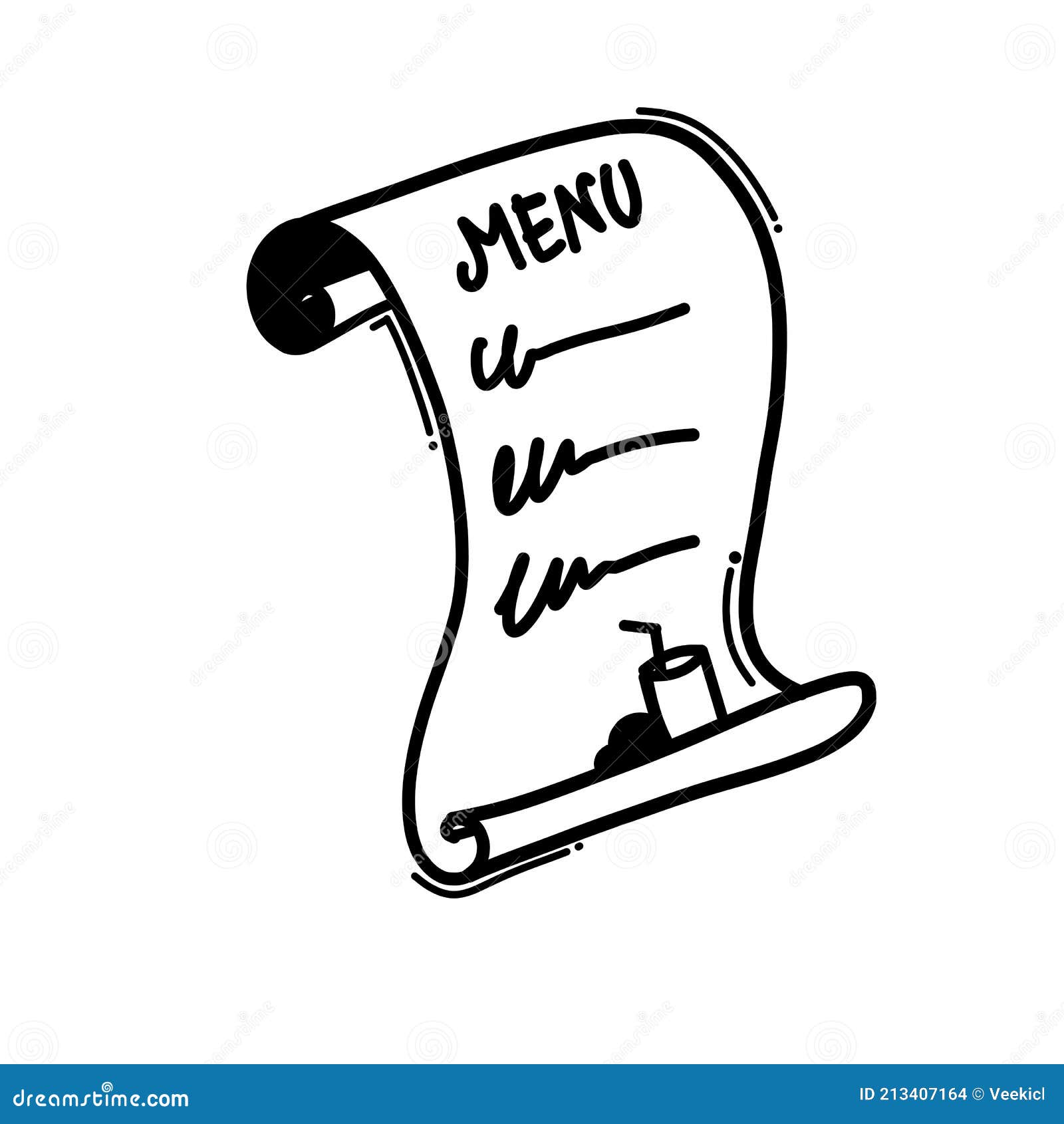 Menu Doodle Vector Icon. Drawing Sketch Illustration Hand Drawn Line ...