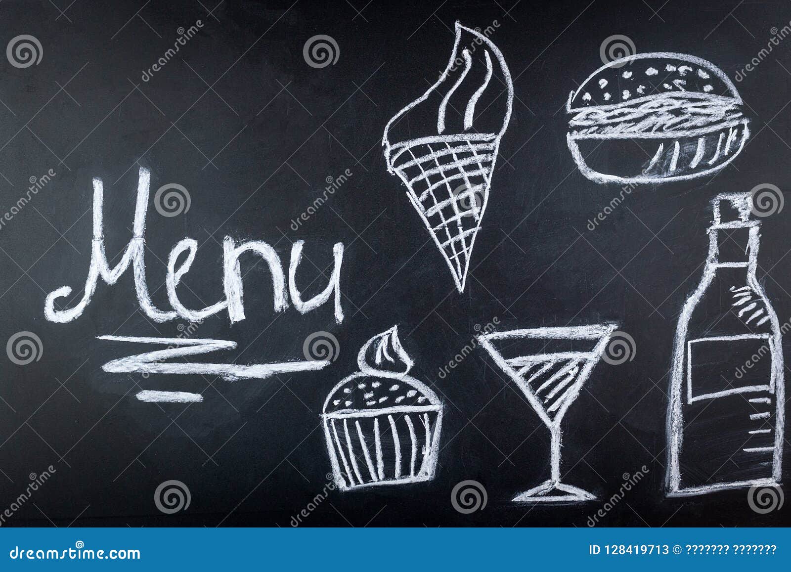 Menu on the drawing Board stock image. Image of breakfast - 128419713