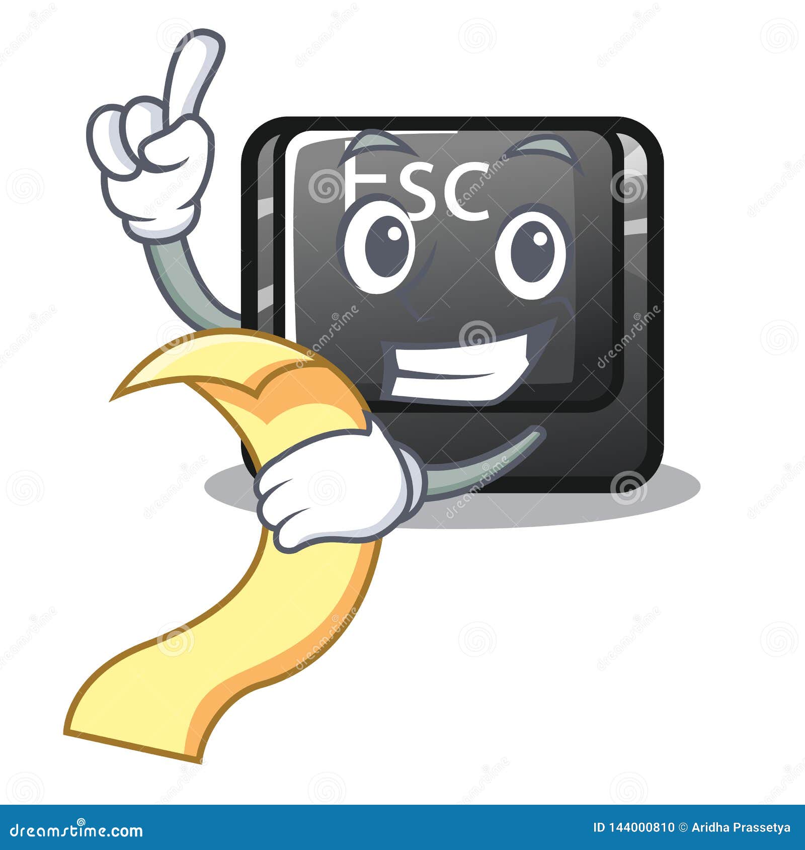With Menu Esc Button Attached To Cartoon Keyboard Stock Vector