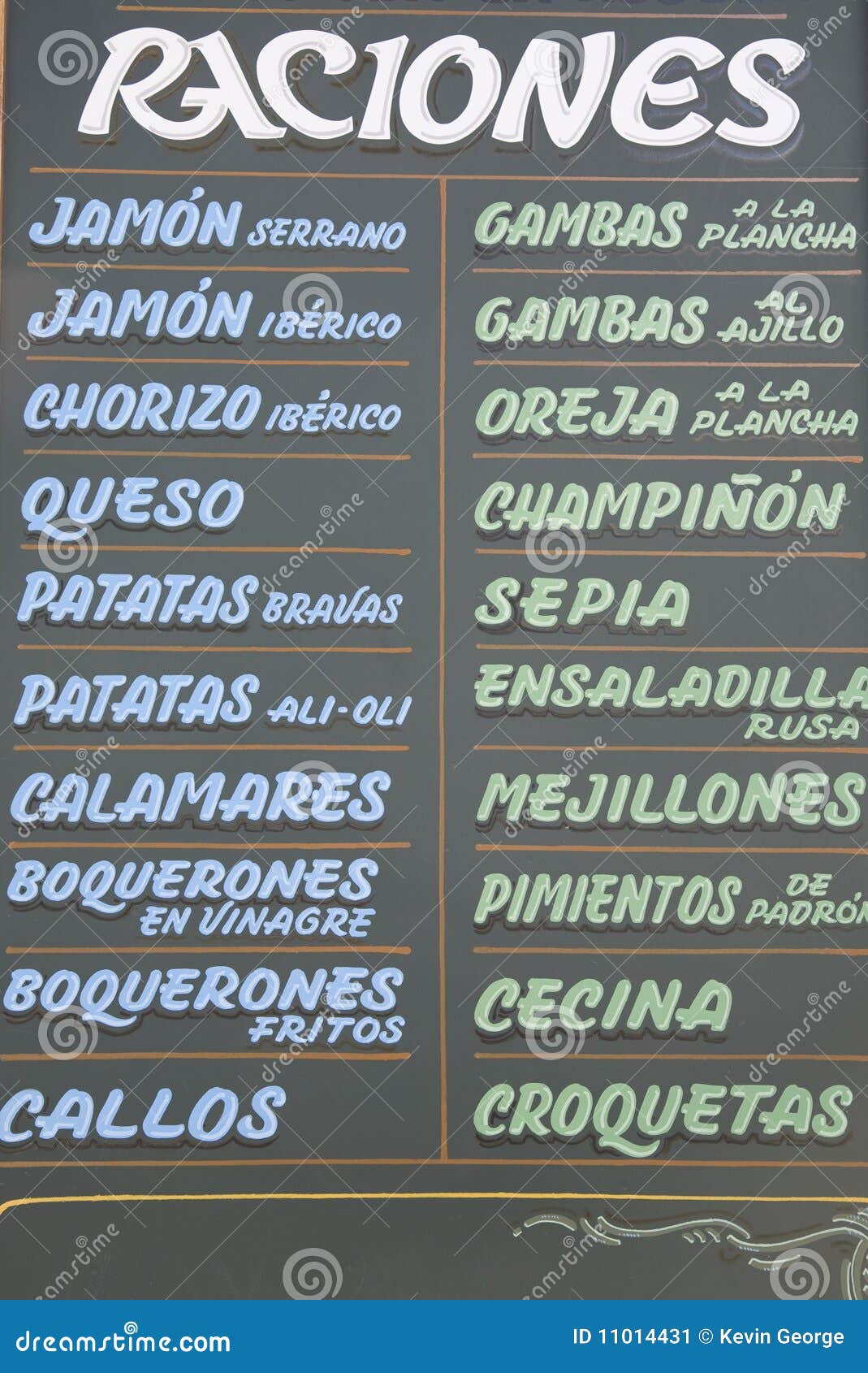 Menu espanhol imagem de stock. Imagem de restaurante - 11014431