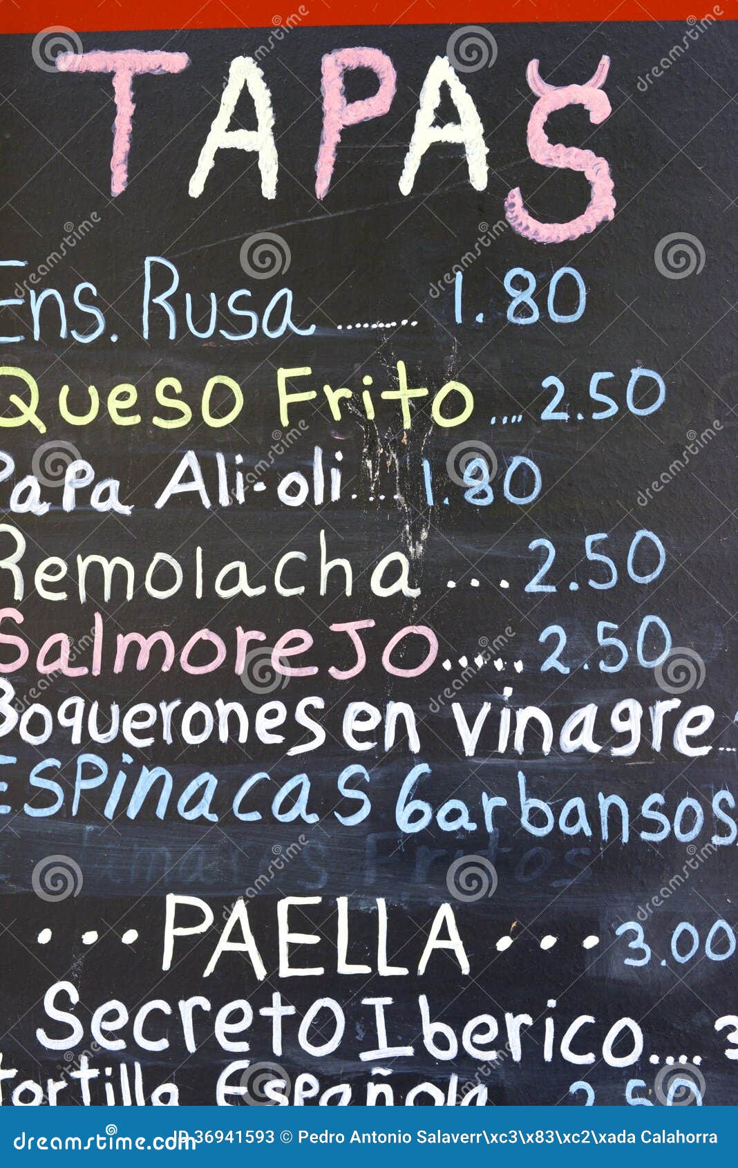 Menu espanhol imagem de stock. Imagem de espanha, alimento - 36941593