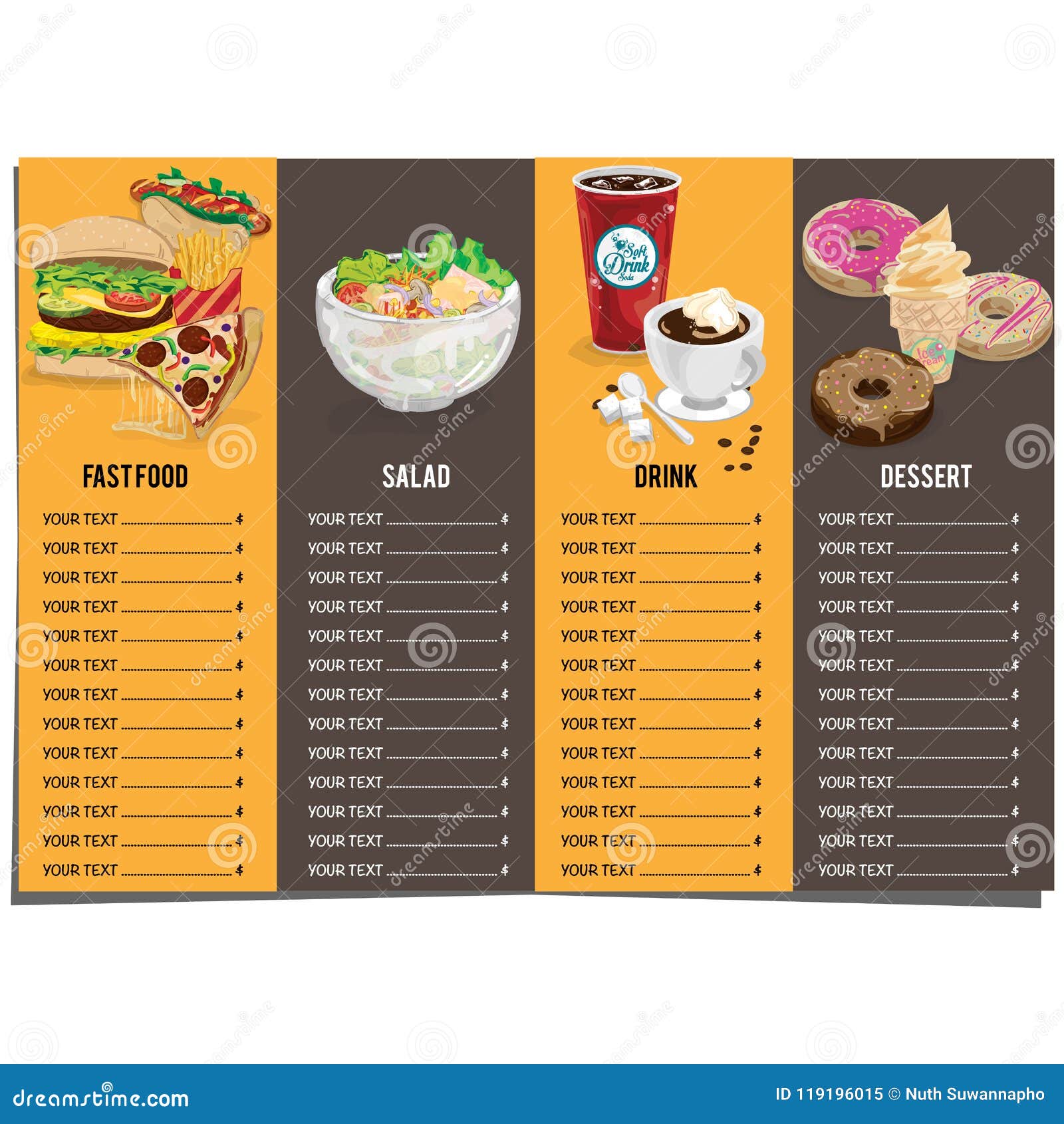 Menu Fastfood Template Design Graphic Set Stock Vector - Illustration ...