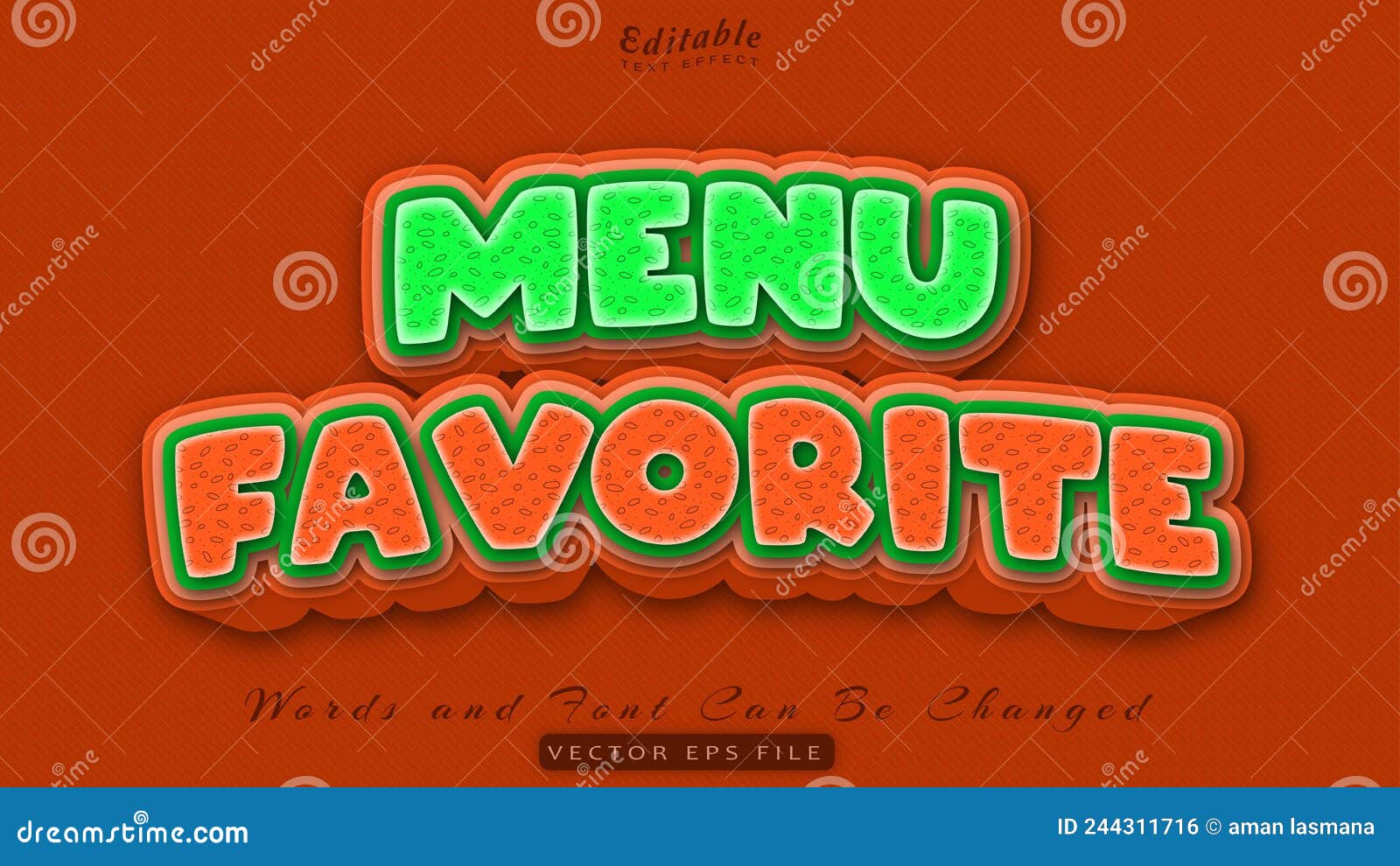 Menu favorite text effect stock illustration. Illustration of ...
