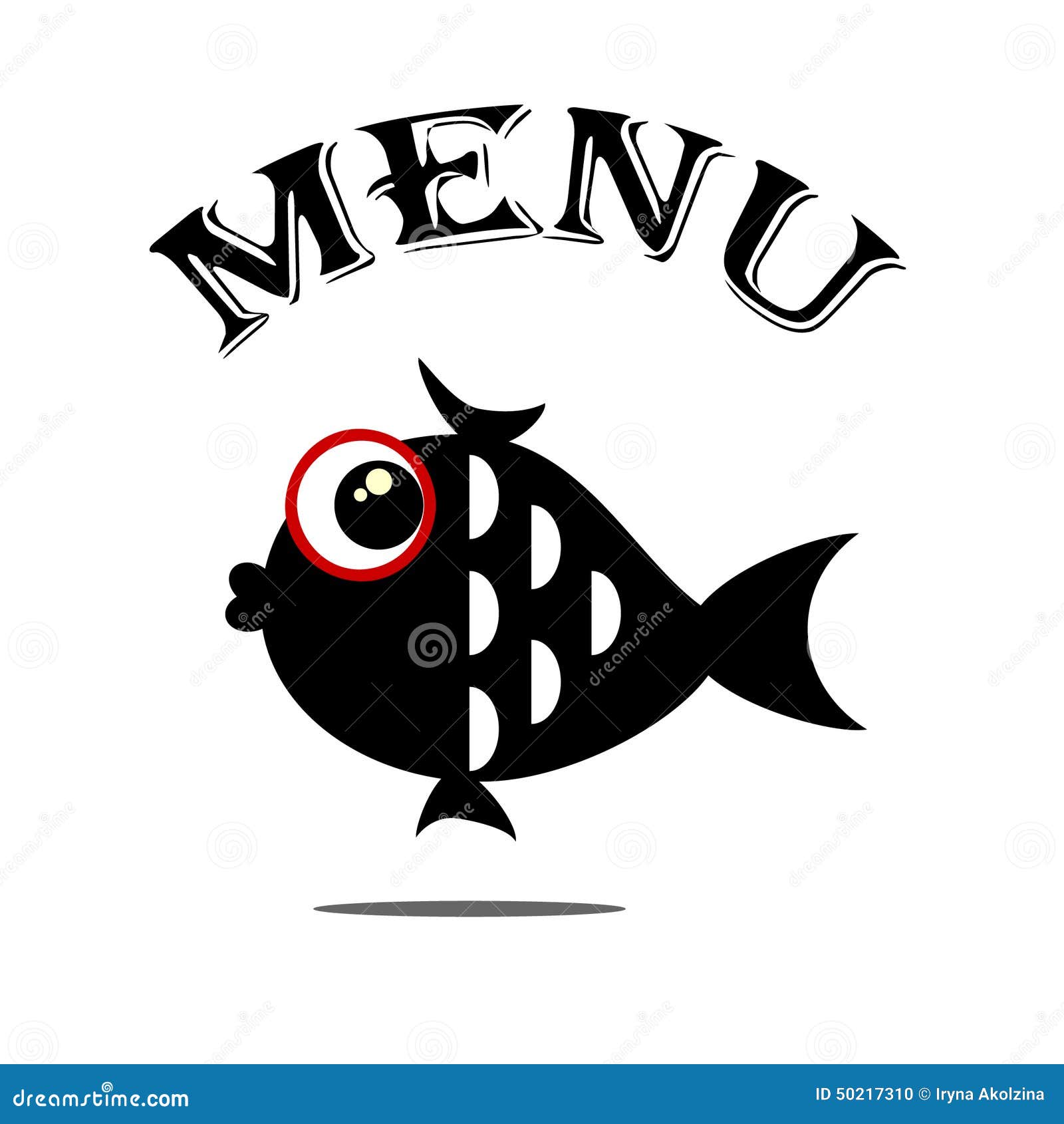 Menu with fish. stock vector. Illustration of label, marine - 50217310