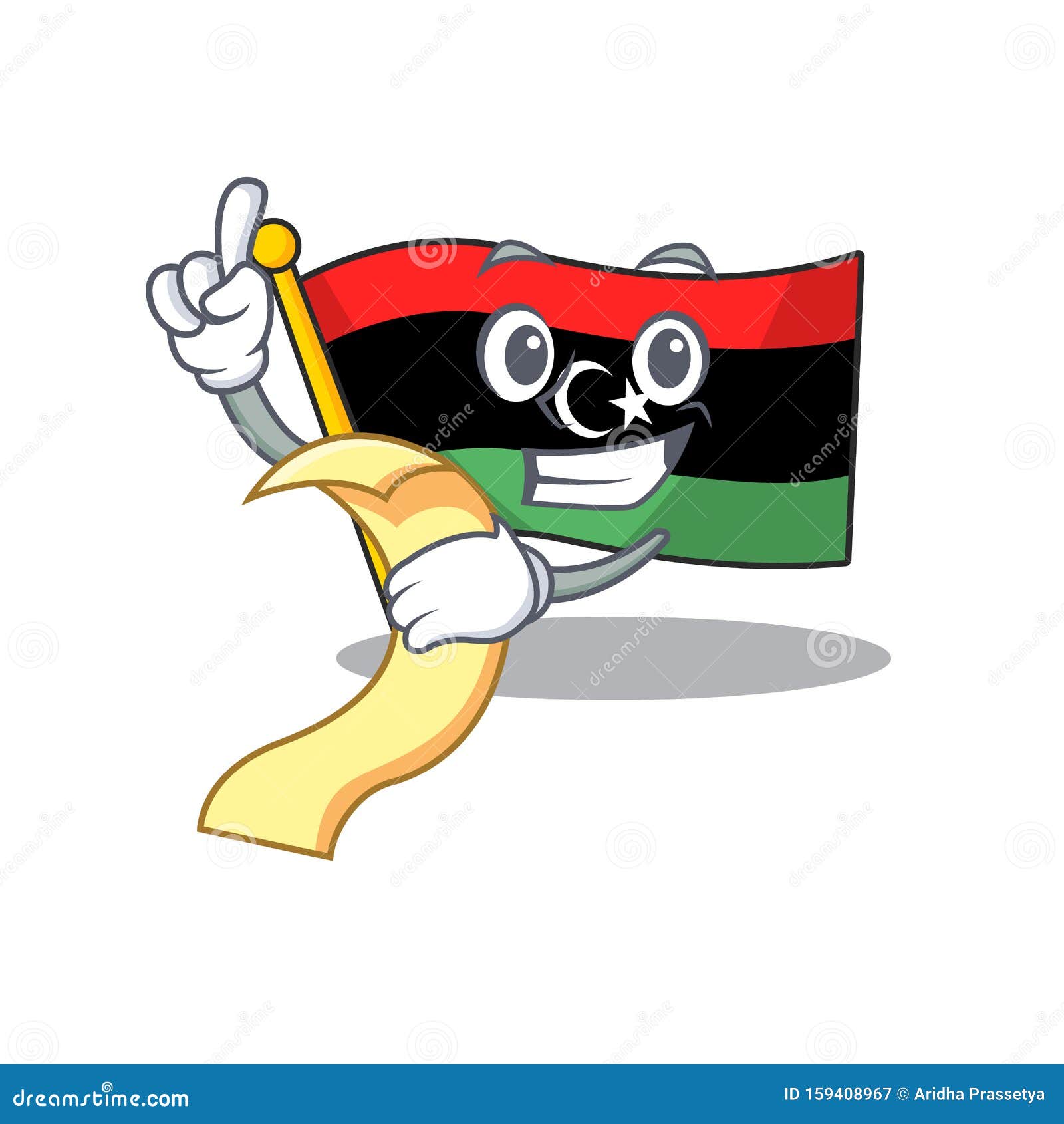 With Menu Flag Libya is Flying Cartoon Pole Stock Vector - Illustration ...