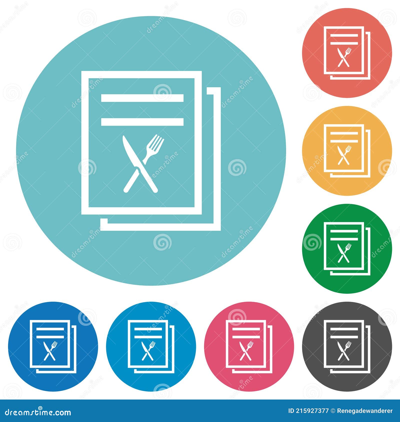 Menu flat round icons stock vector. Illustration of cafeteria - 215927377