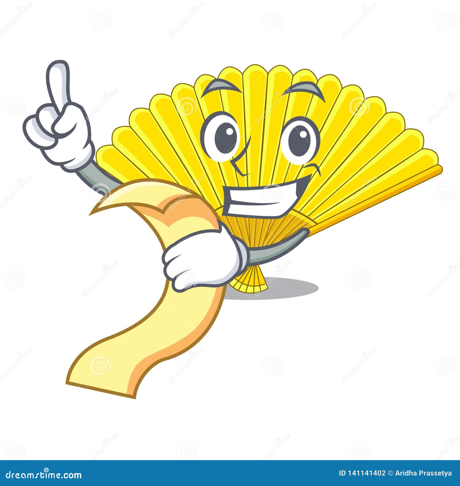 With Menu Folding Fan the Shape Wooden Mascot Stock Vector ...