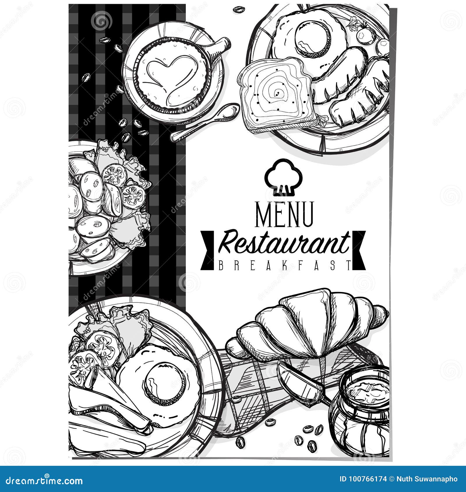Menu Food Restaurant Template Design Hand Drawing Graphic Stock ...