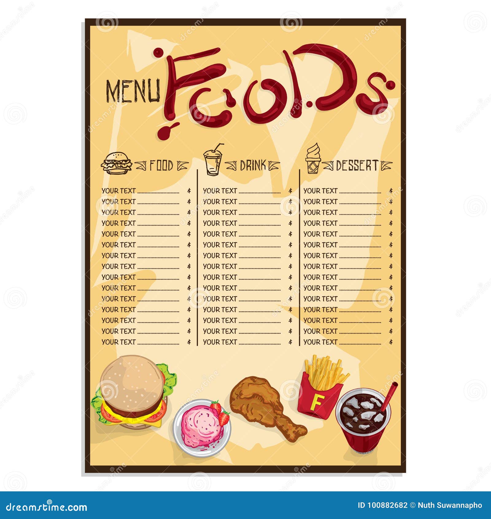 Menu Food Restaurant Template Design Hand Drawing Graphic Stock Vector ... Menu Food Restaurant Template Design Hand Drawing Graphic Stock Vector ...