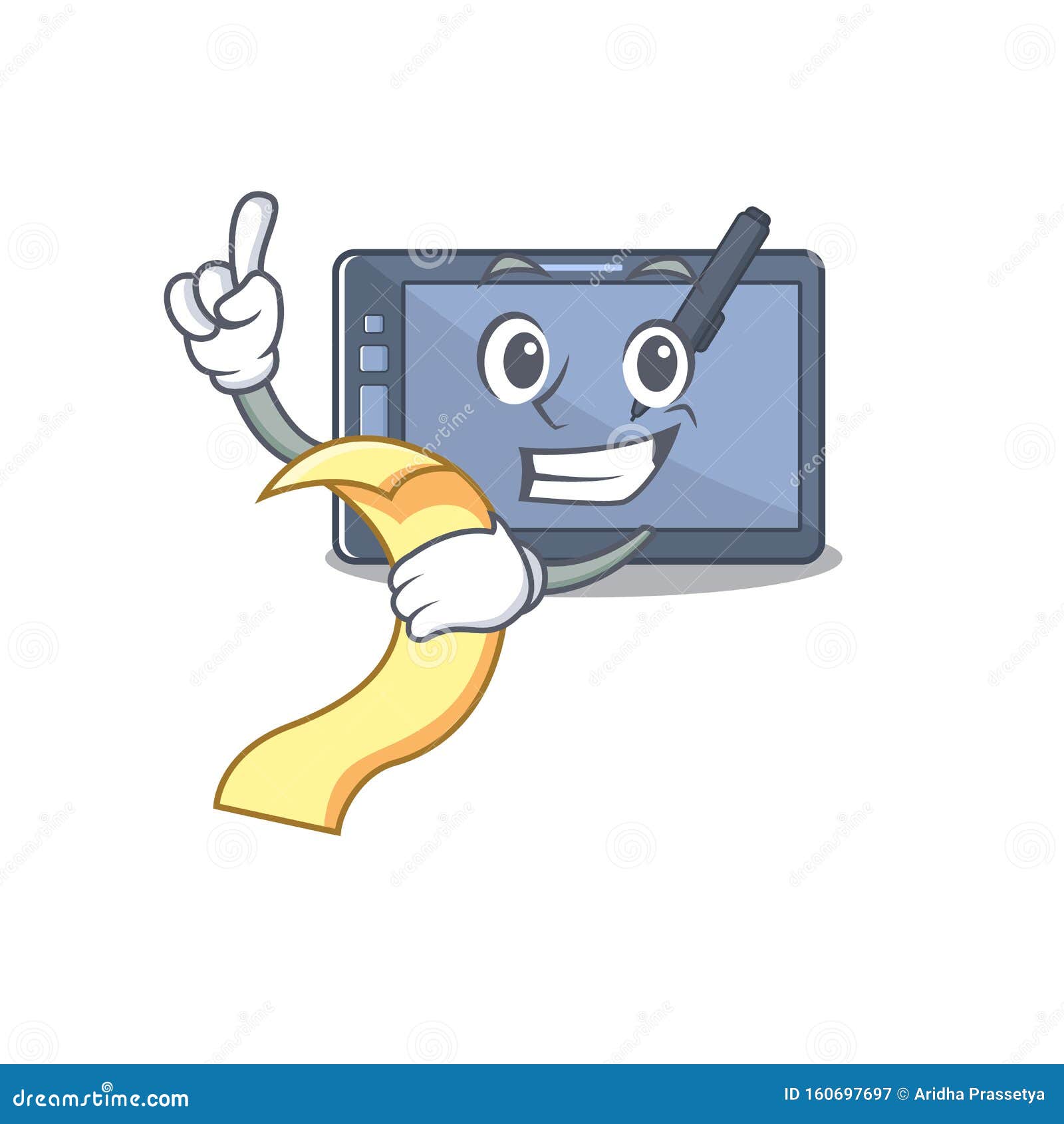 With Menu Graphic Tablet Isolated in the Cartoon Stock Vector ...