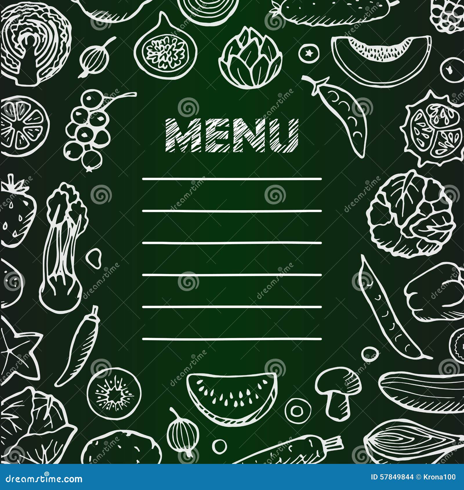 Menu with Hand Drawn Vegetarian Doodle Elements Stock Vector ...