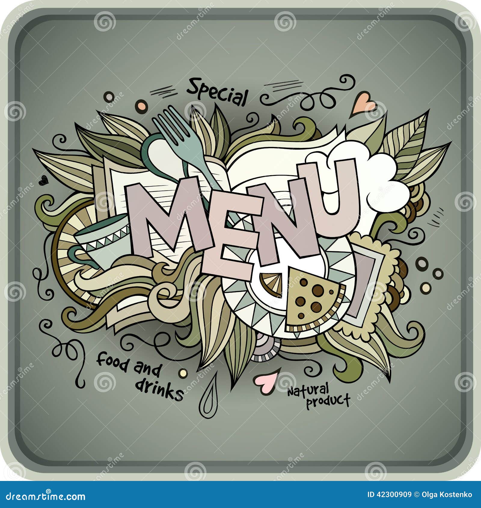 Menu Hand Lettering and Doodles Elements Stock Vector - Illustration of ...