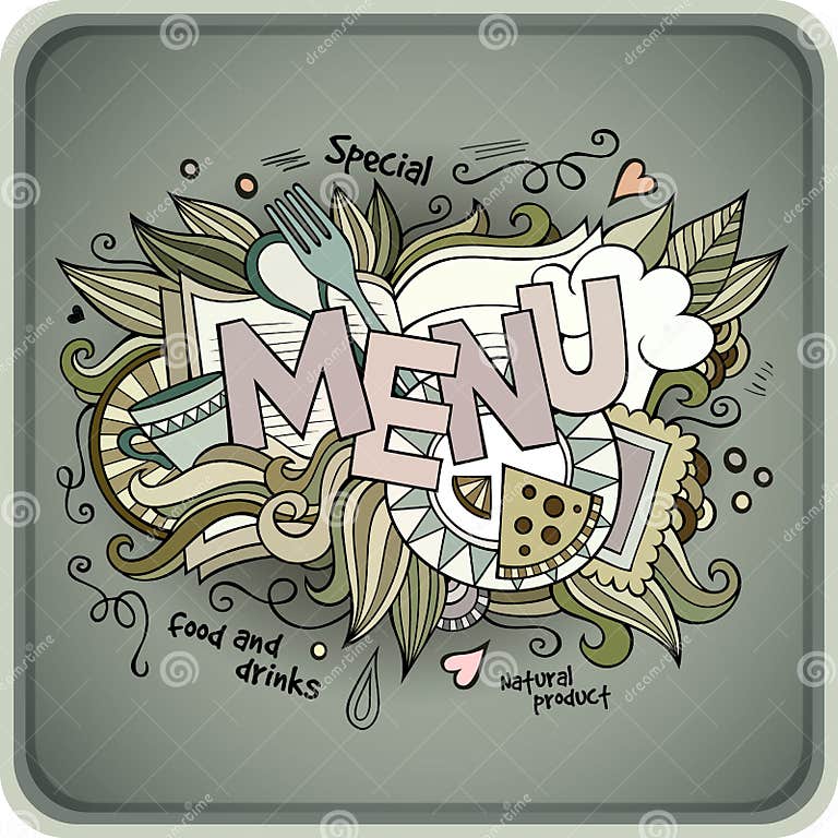 Menu Hand Lettering and Doodles Elements Stock Vector - Illustration of ...