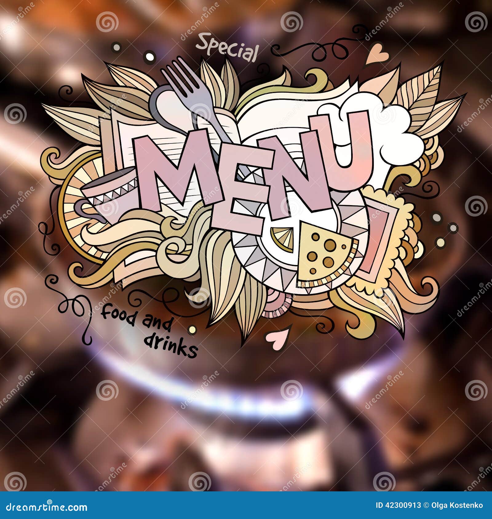 Menu Hand Lettering and Doodles Elements Stock Vector - Illustration of ...