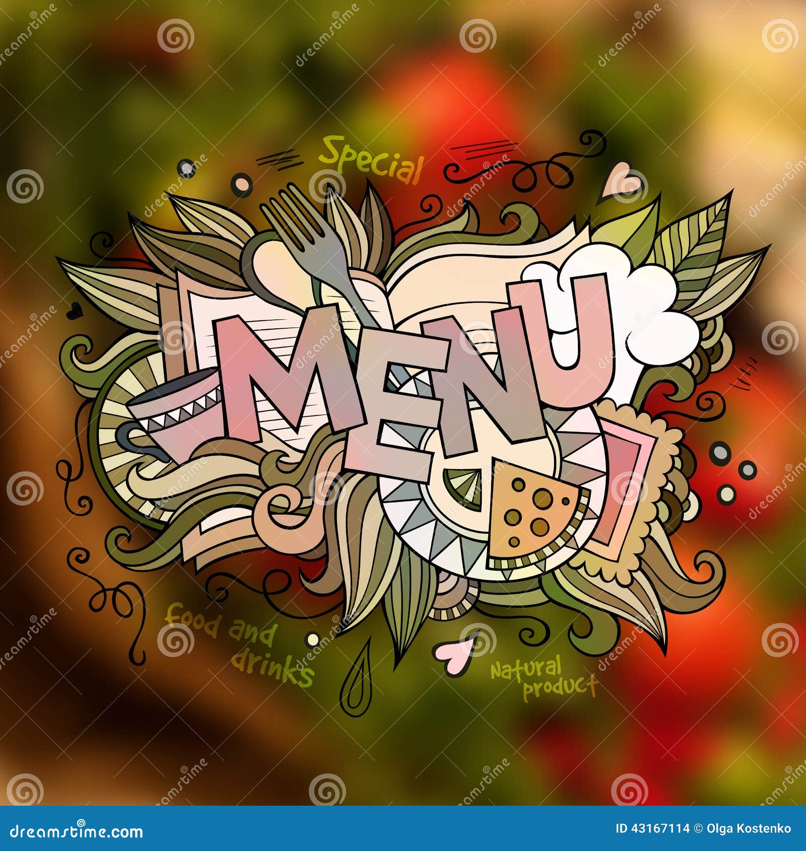 Menu Hand Lettering and Doodles Elements Stock Vector - Illustration of ...