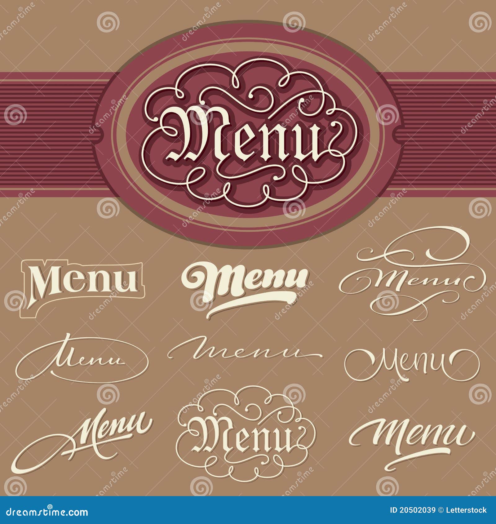 Menu Headlines, Hand Lettering Set (vector) Stock Vector - Illustration ...