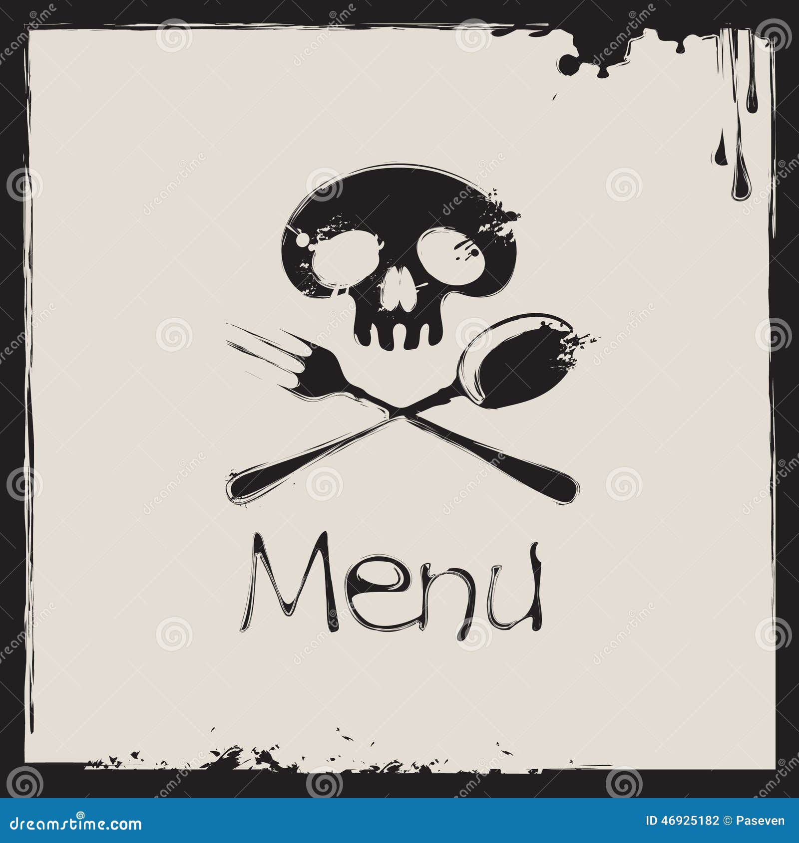 Menu with a human skull stock vector. Illustration of elegant - 46925182