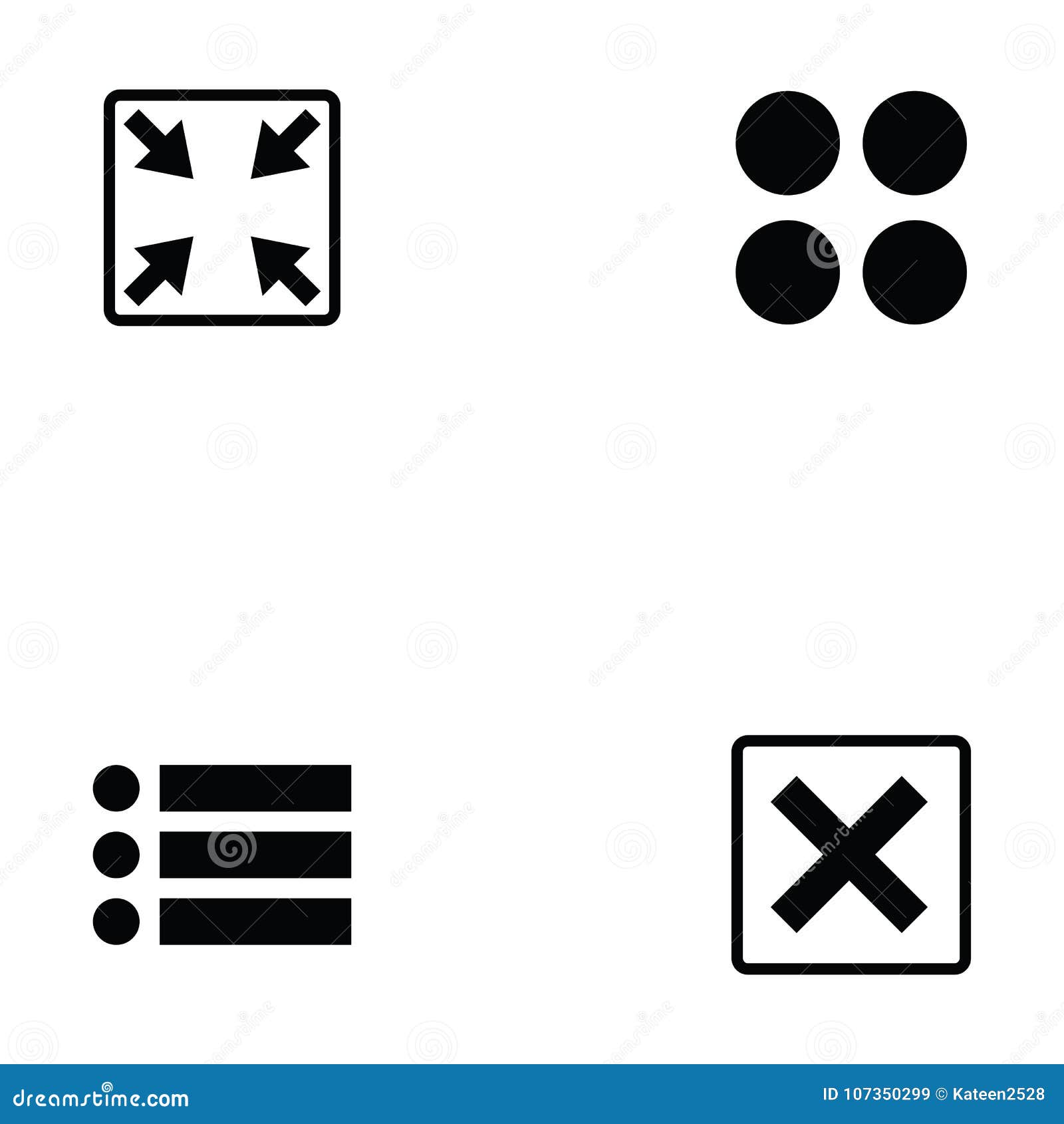 Menu icon set stock vector. Illustration of black, control - 107350299