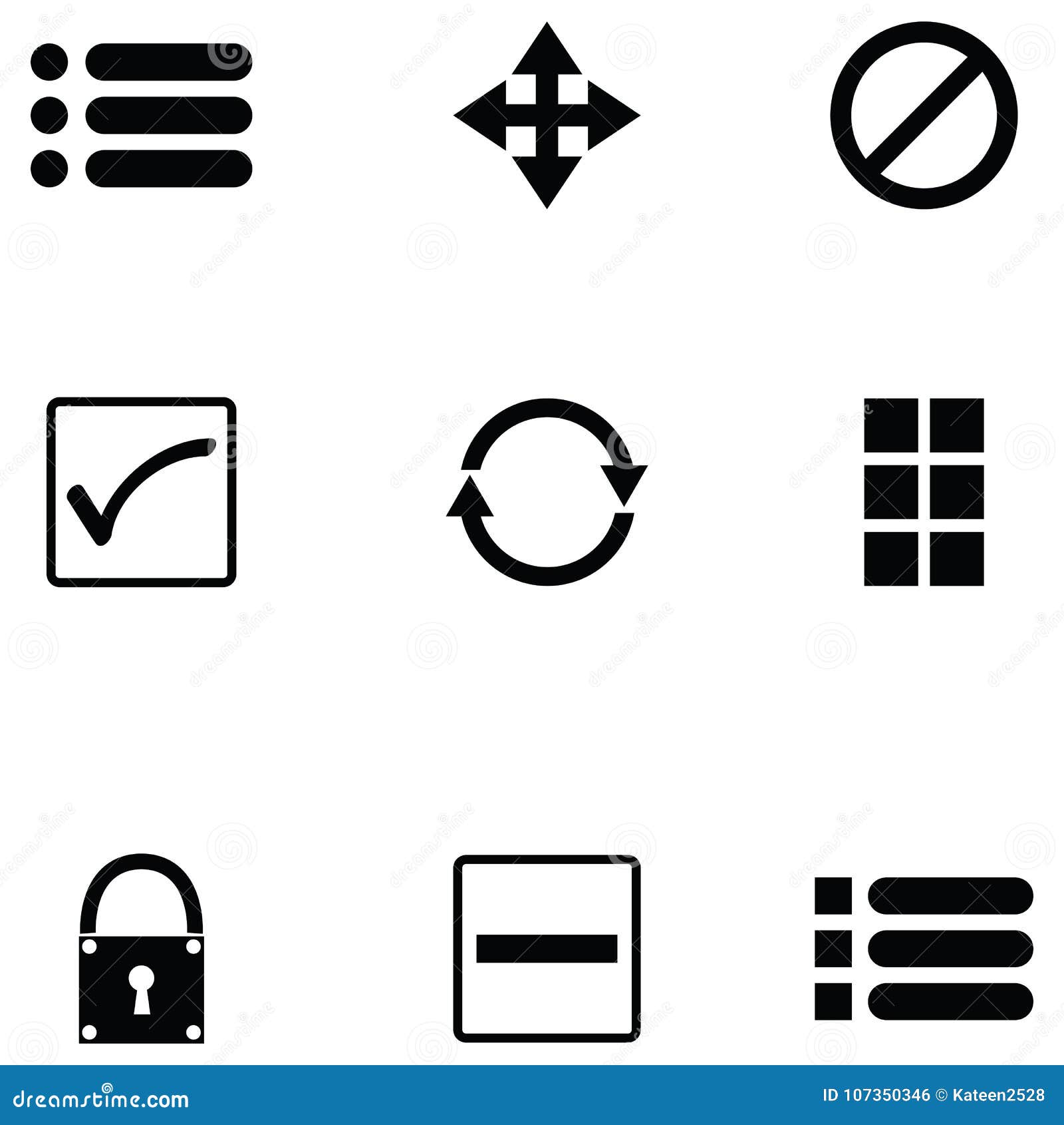 Menu icon set stock vector. Illustration of interface - 107350346