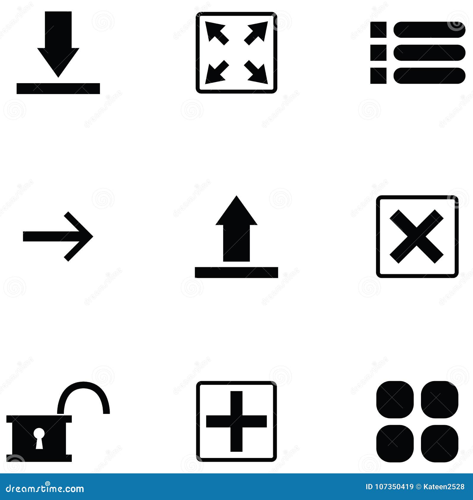 Menu icon set stock vector. Illustration of graphic - 107350419