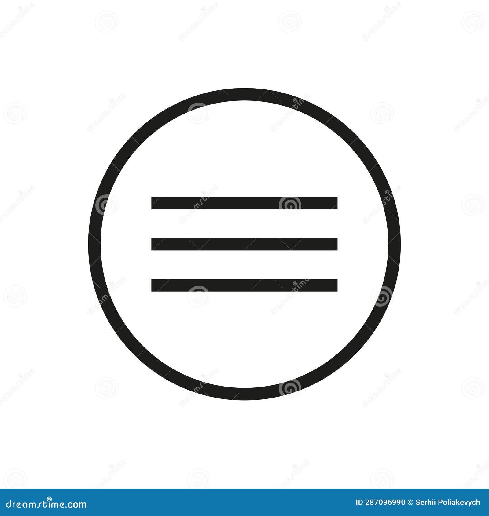 Menu Icon. Three Horizontal Lines Rounded in Circle. Vector ...